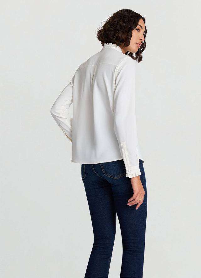 Camicia con colletto coreana e volant – Calliope