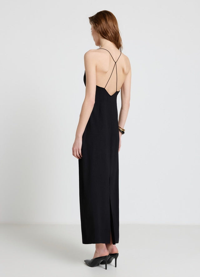 Vestito lungo scollato con spalline incrociate – Calliope