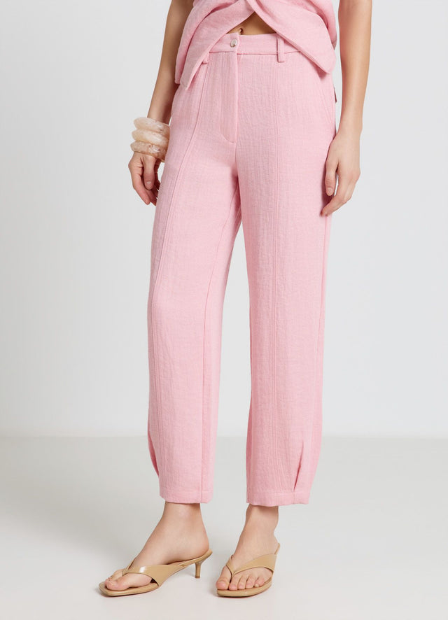 Pantaloni barrel a tinta unita con pinces – Calliope