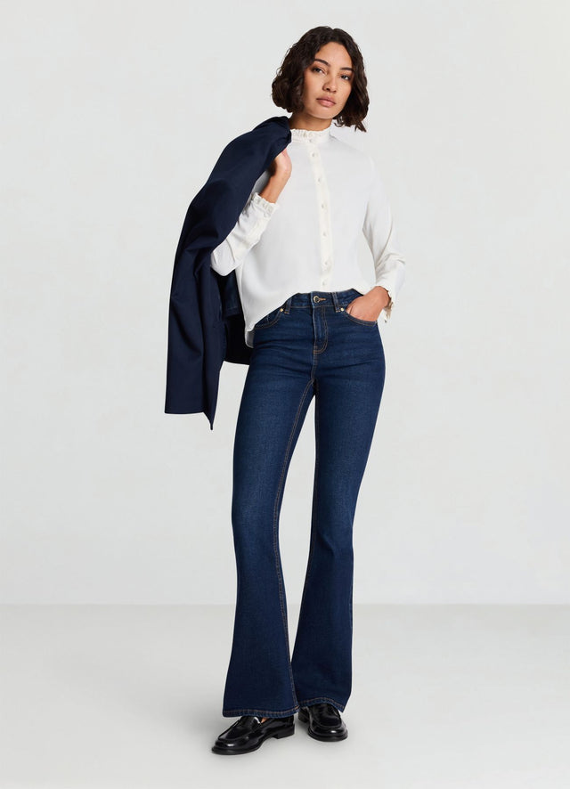 Camicia con colletto coreana e volant – Calliope