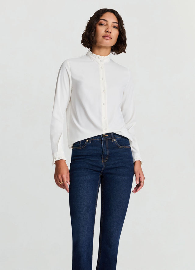 Camicia con colletto coreana e volant – Calliope