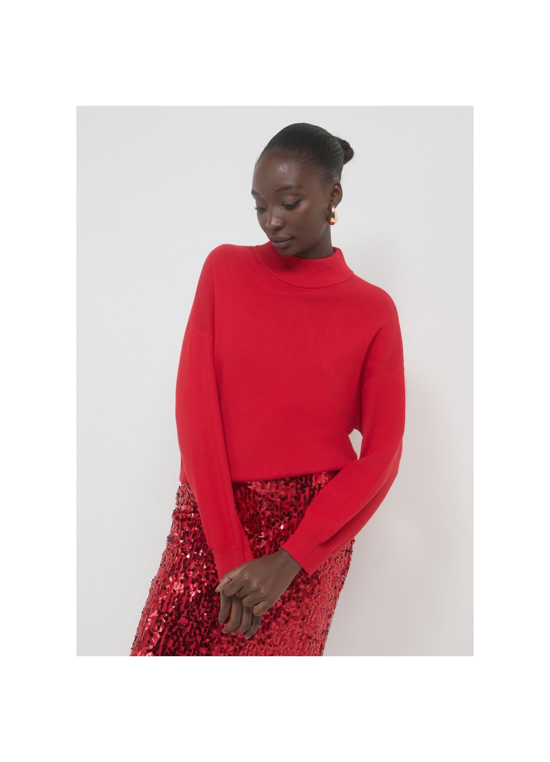 Basic-Pullover mit hohem Kragen rot | Calliope