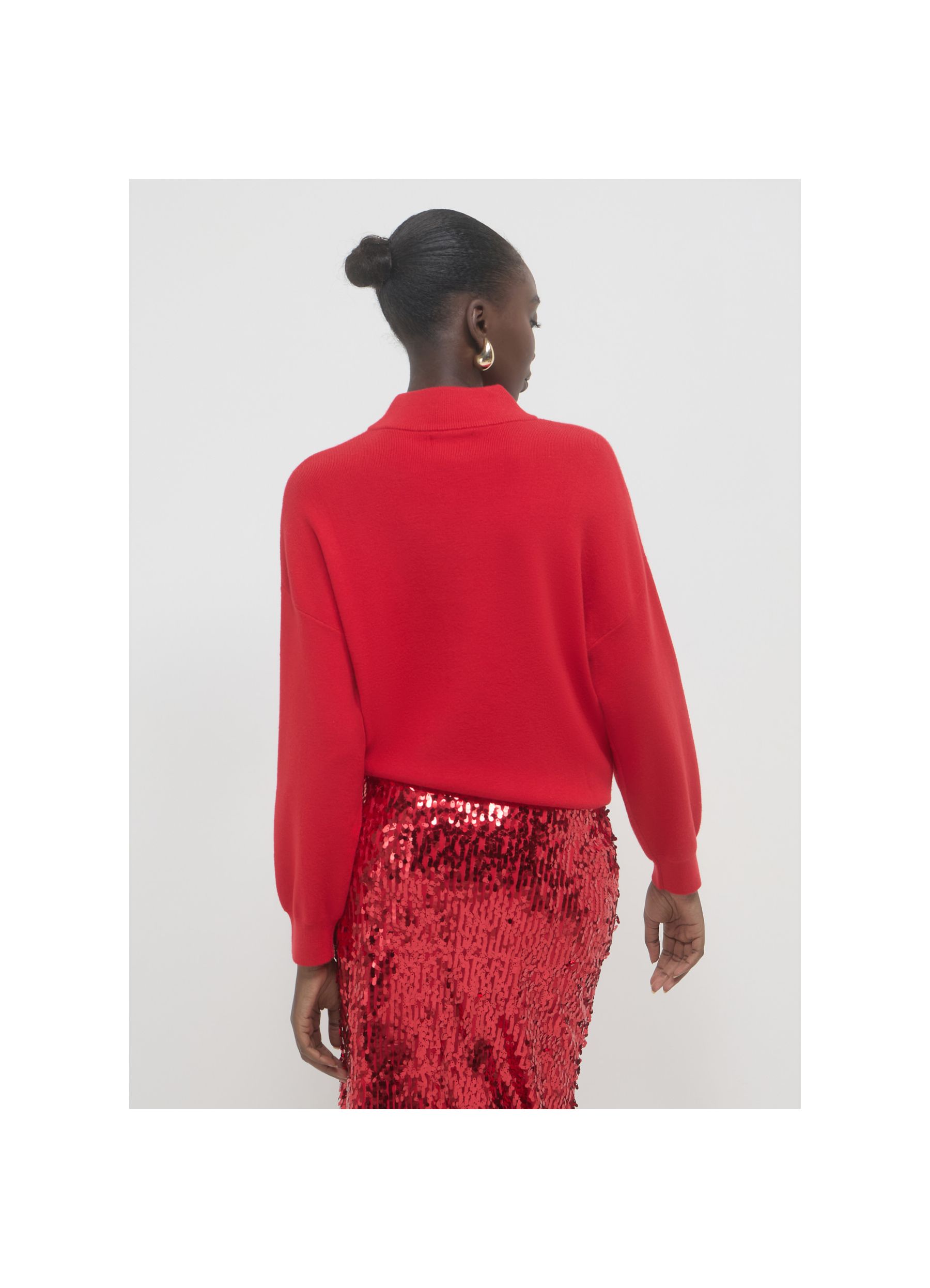 Basic-Pullover mit hohem Kragen rot | Calliope