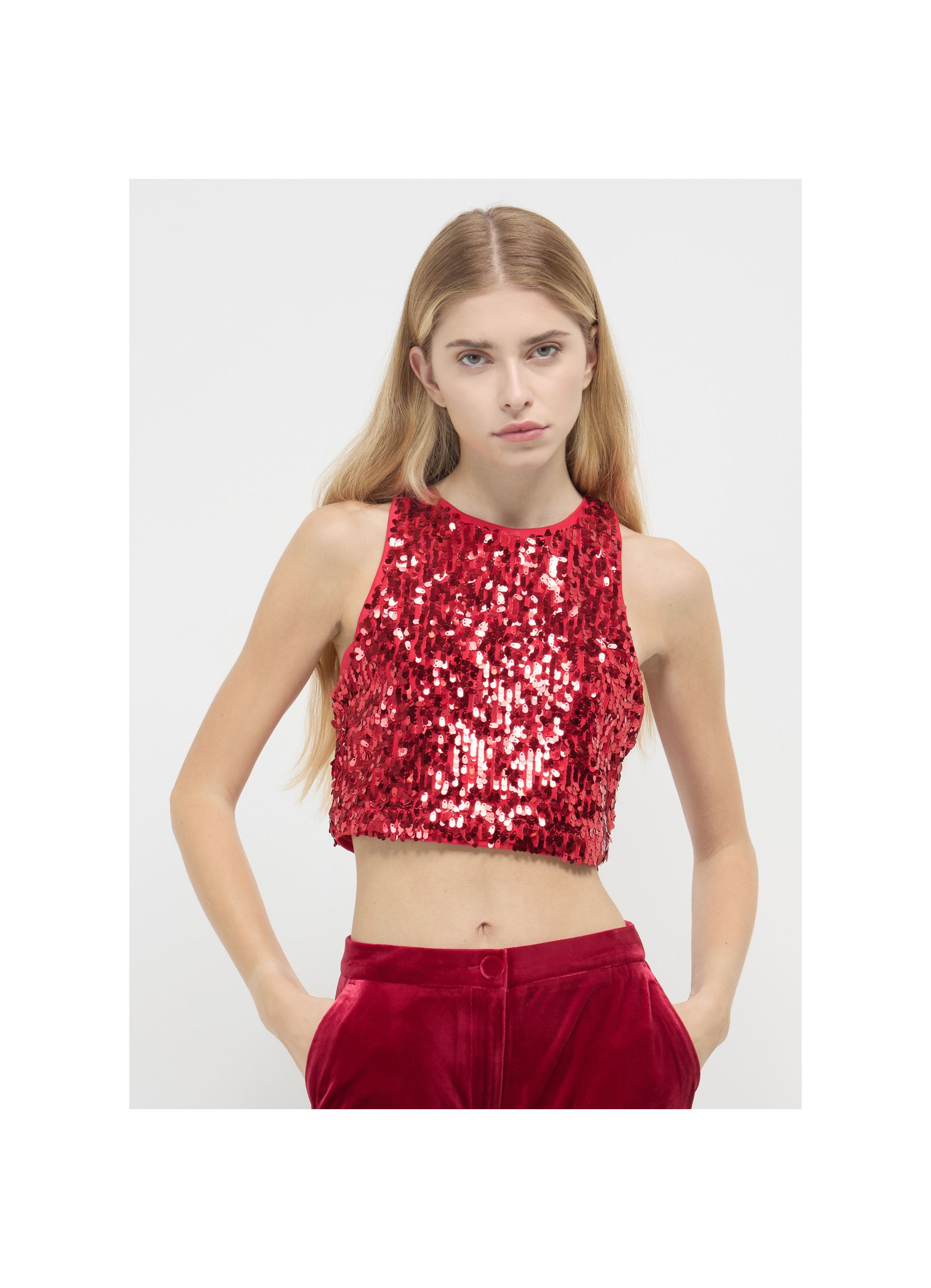 glitter red top