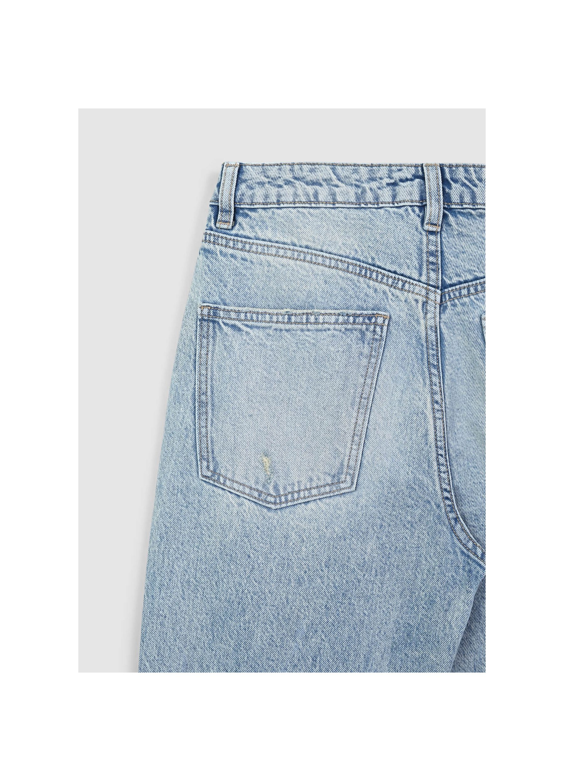 Straight jeans with sandblasted effect blue denim sand | Calliope