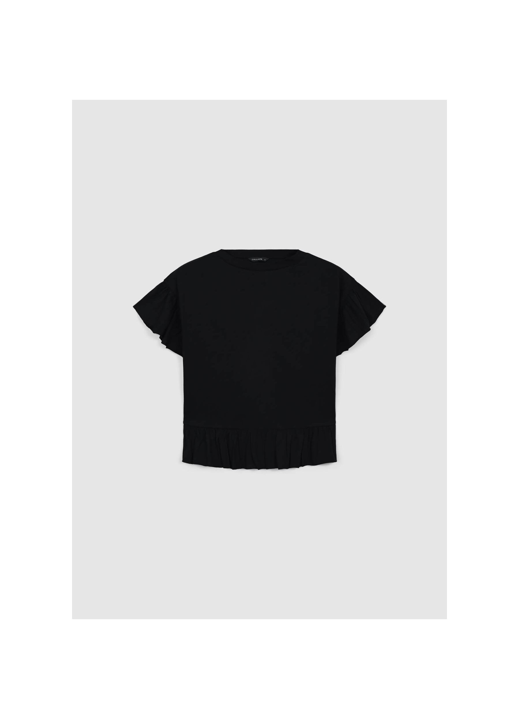 T-shirts with ruffles ultrablack | Calliope