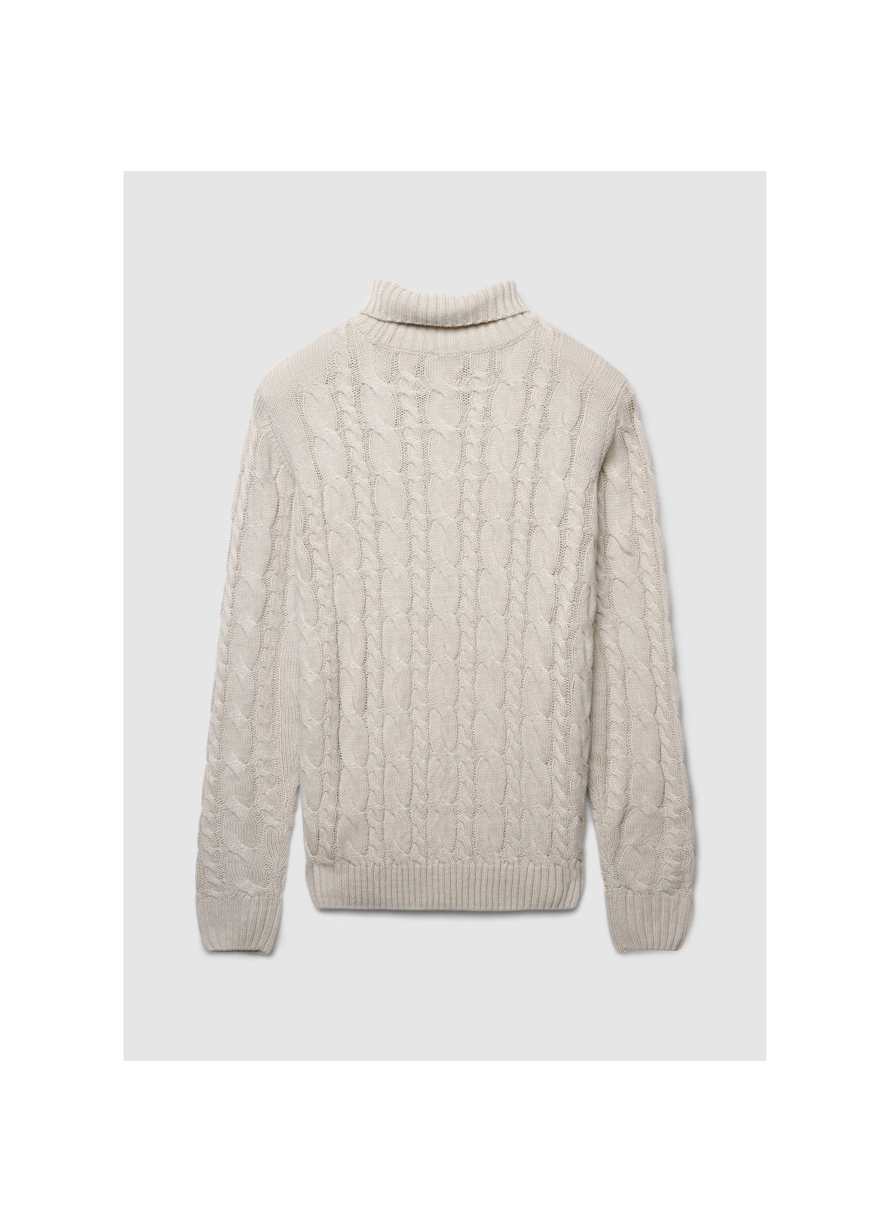 Rollkragenpullover mit Zopfmuster beige, meliert | Calliope