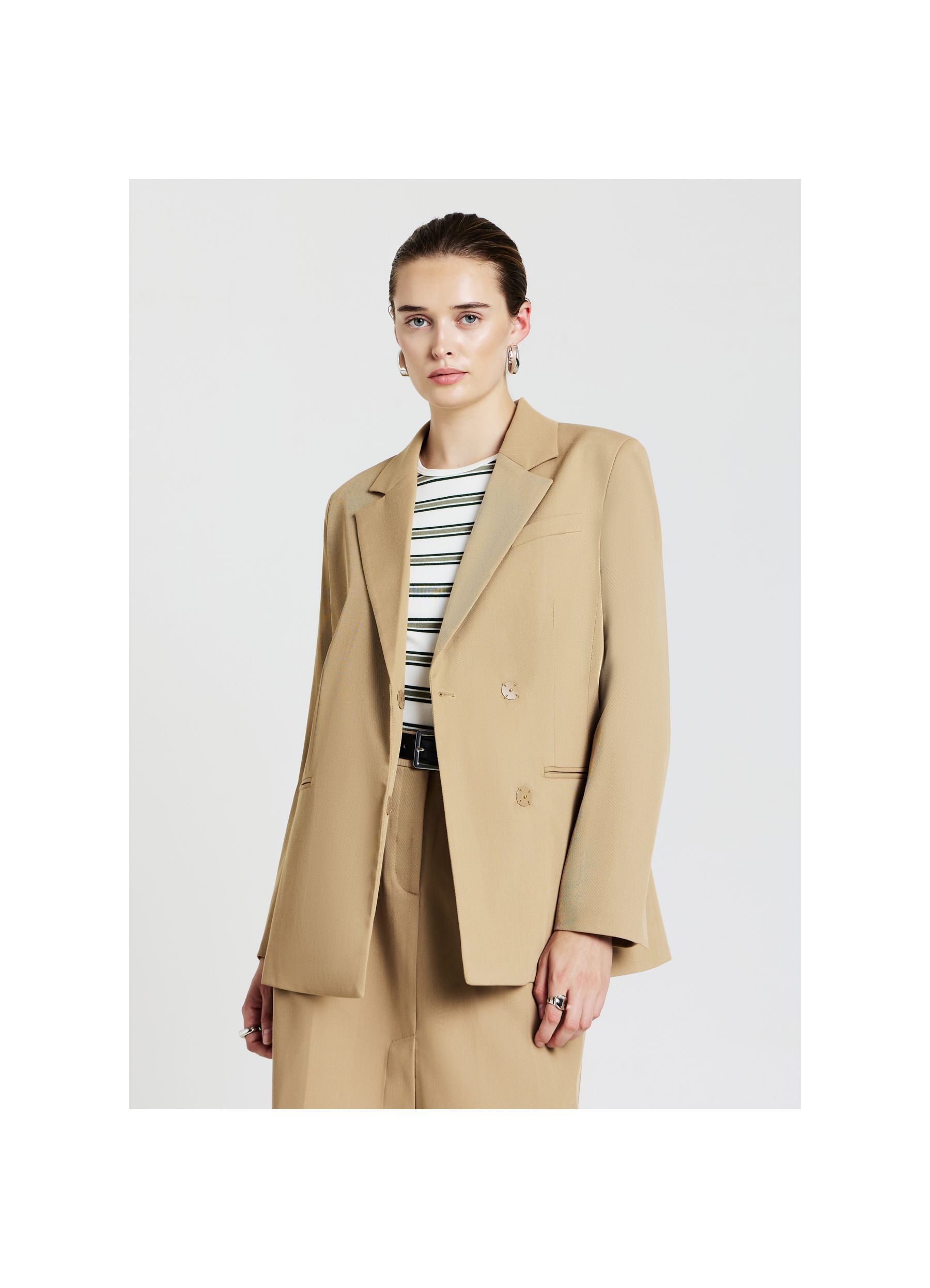Double-breasted jacket with concealed buttons beige medio | Calliope
