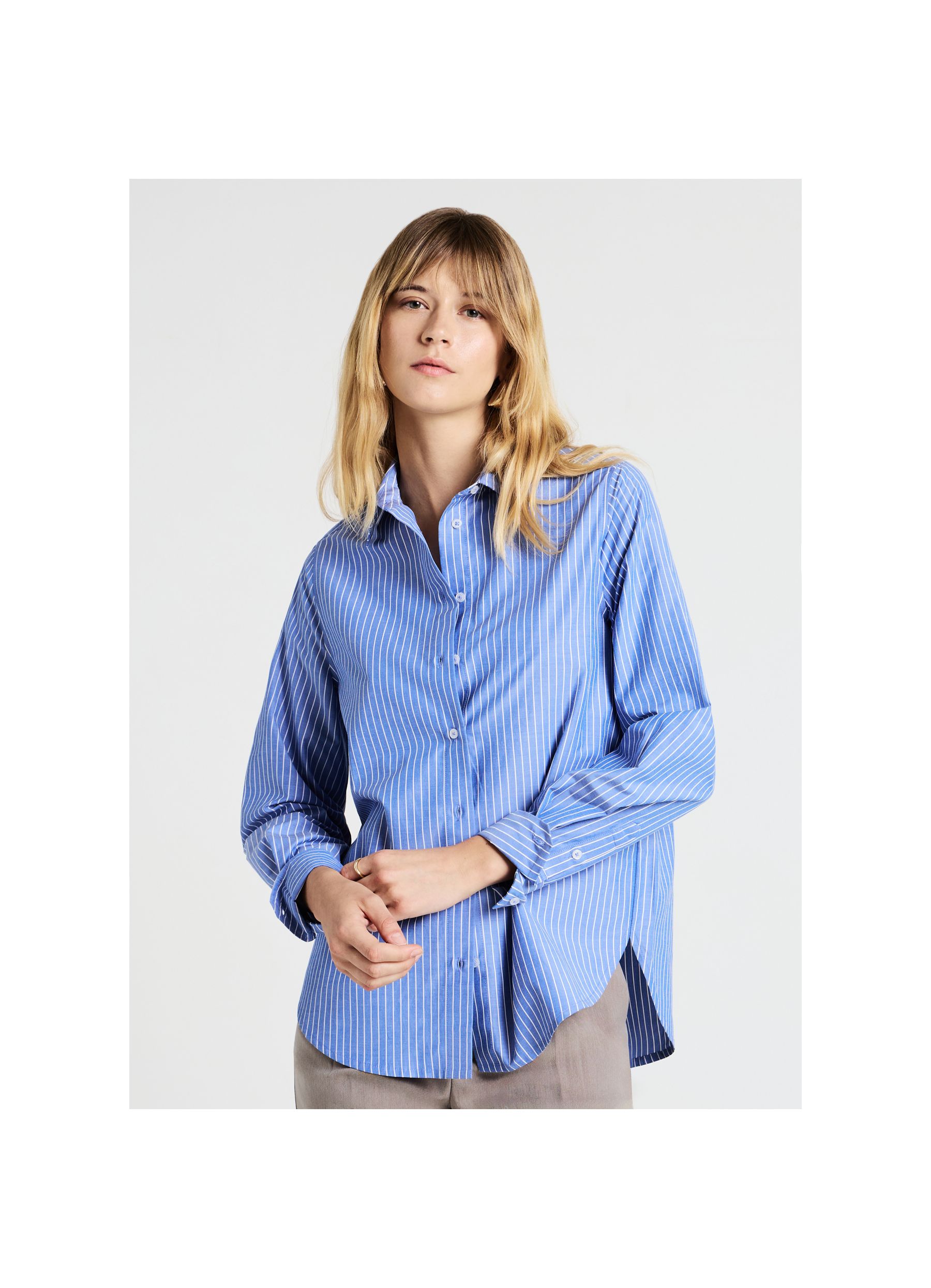 Camicia a righe var celeste | Calliope
