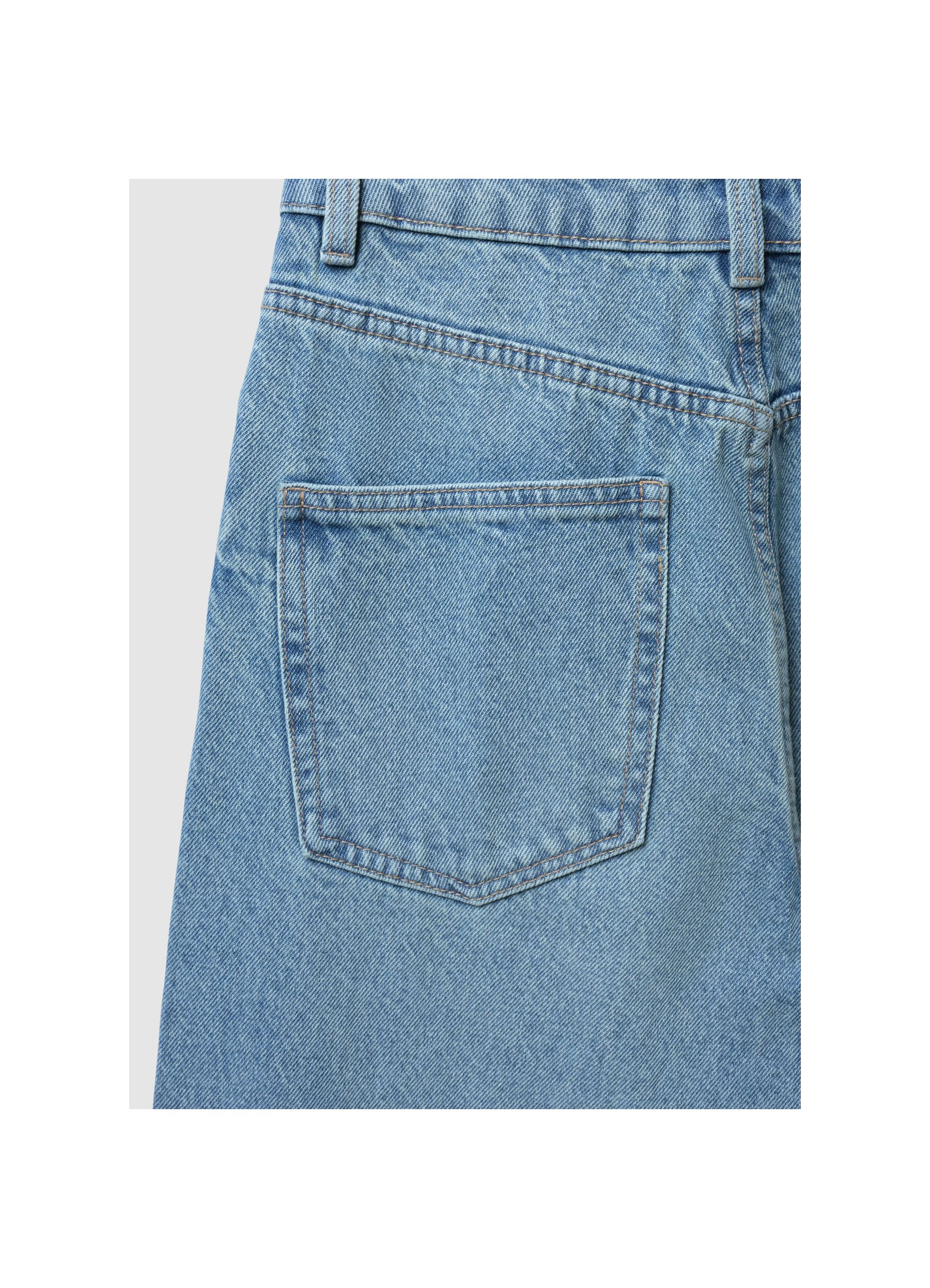 Wide leg jeans with sandblasted effect blue denim sand | Calliope