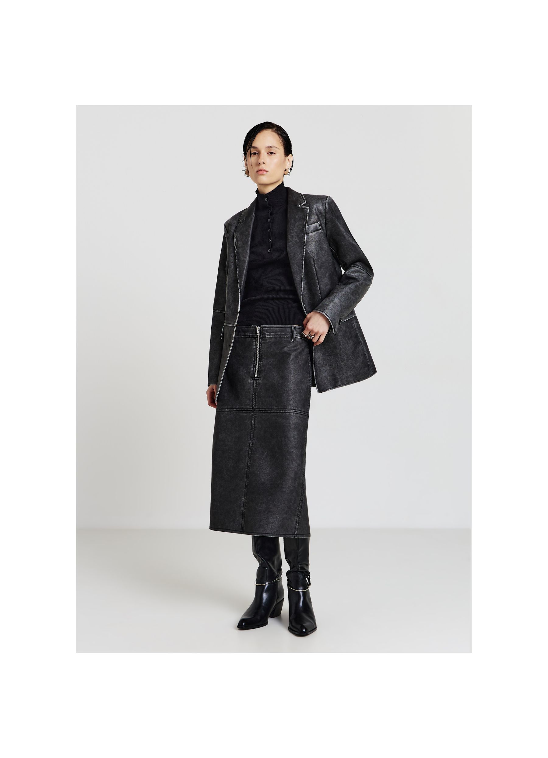 Midi-Rock aus Kunstleder anthrazit | Calliope