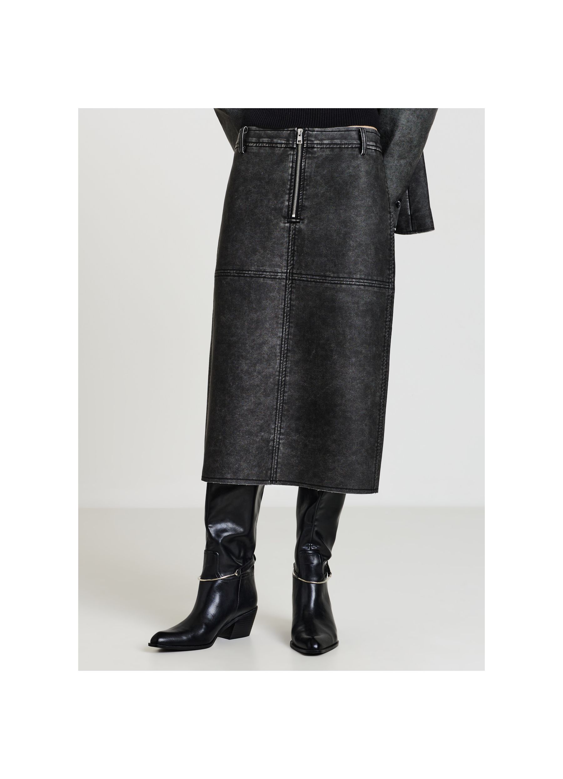 Midi-Rock aus Kunstleder anthrazit | Calliope