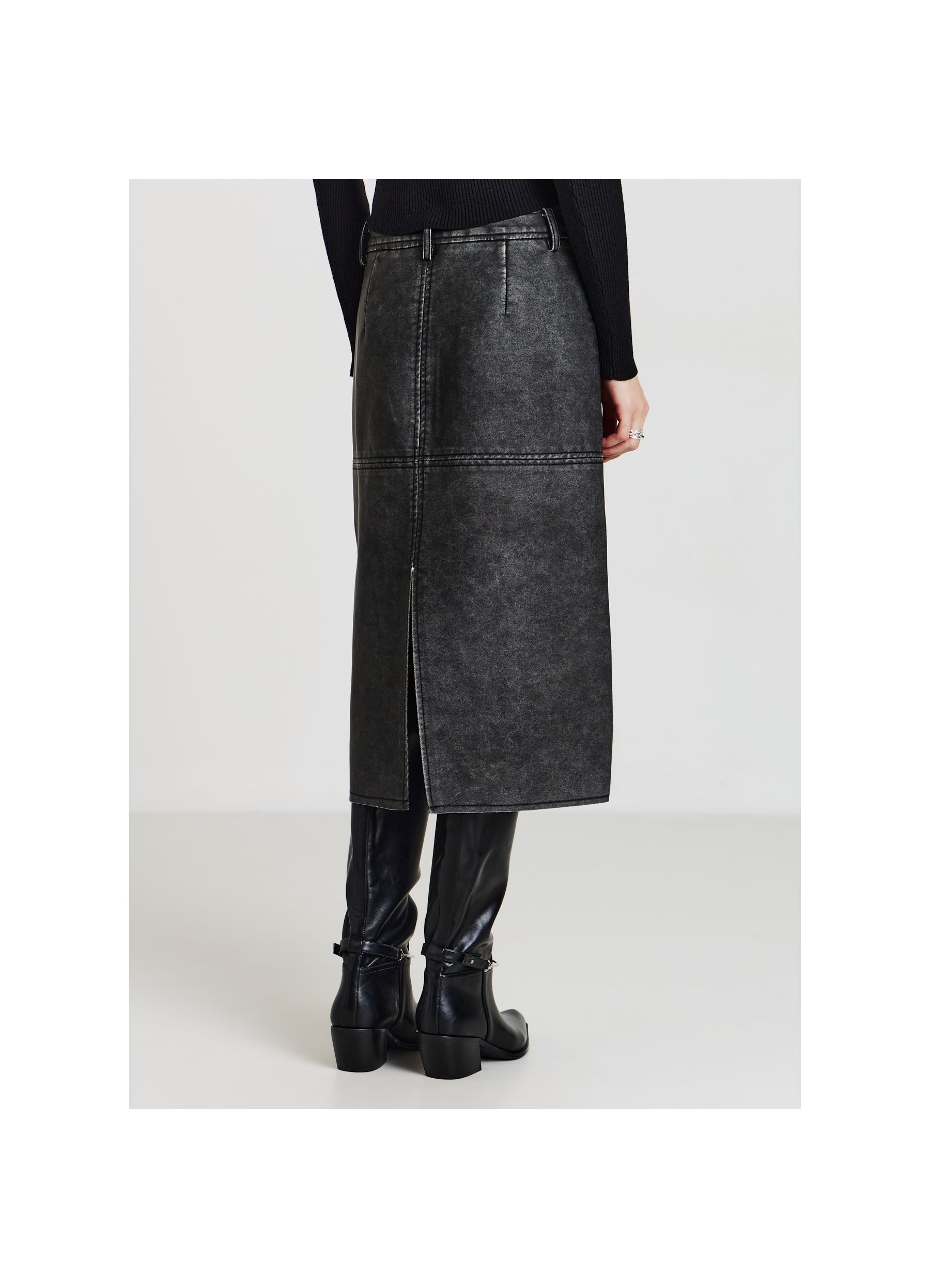 Midi-Rock aus Kunstleder anthrazit | Calliope