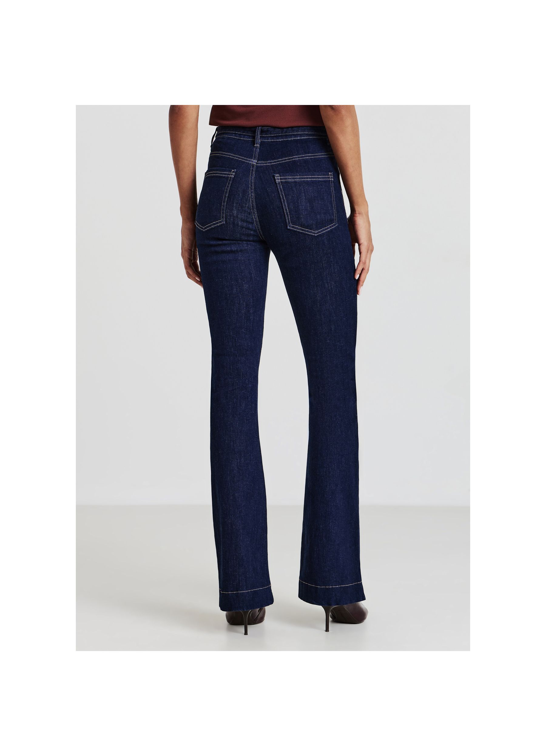 Flared jeans with belt loop dark blue denim | Calliope