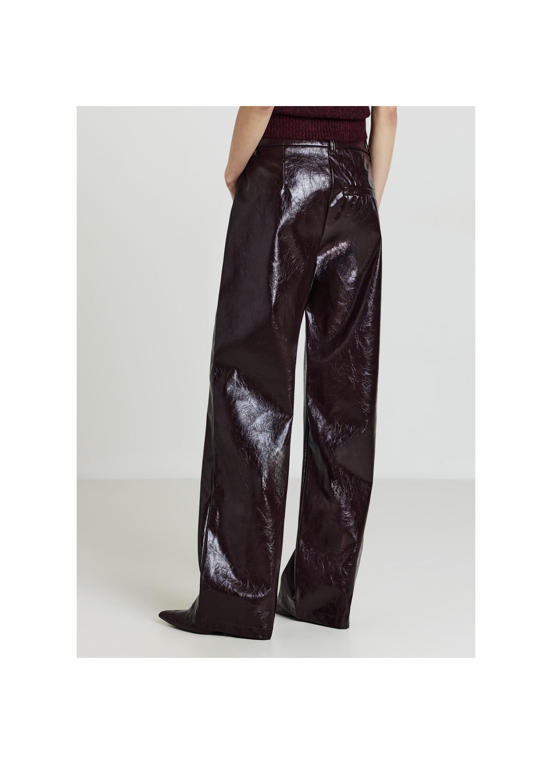 Pantalone palazzo sa efektom kože ljubičastocrvena | Calliope