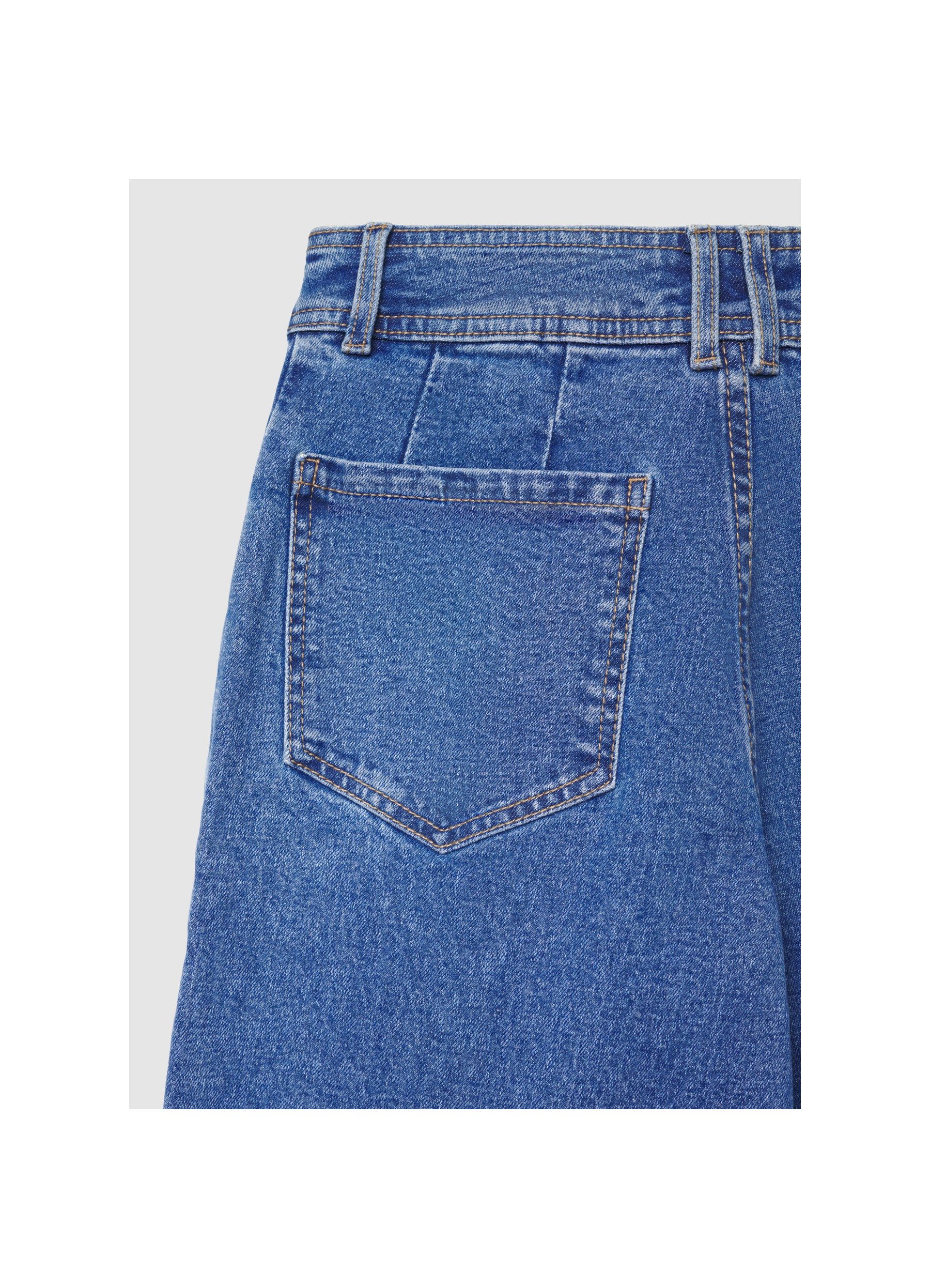 Wide-leg jeans with raised seams middle blue denim | Calliope