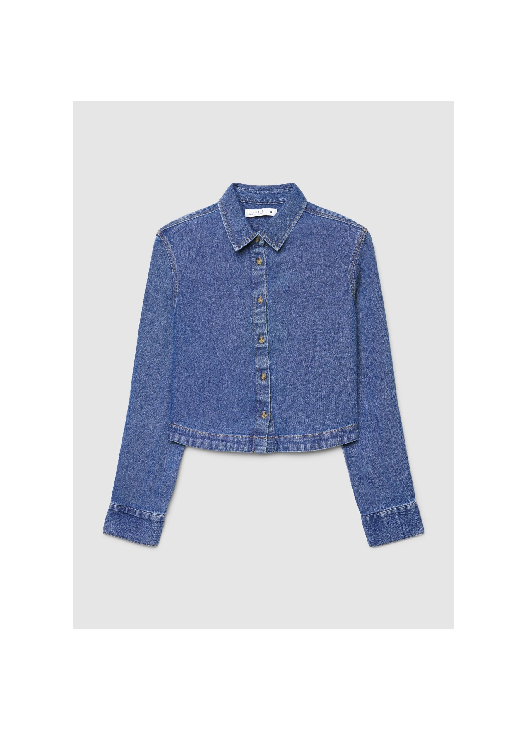 Krojena teksas košulja sa dugmićima srednjeplavi teksas | Calliope
