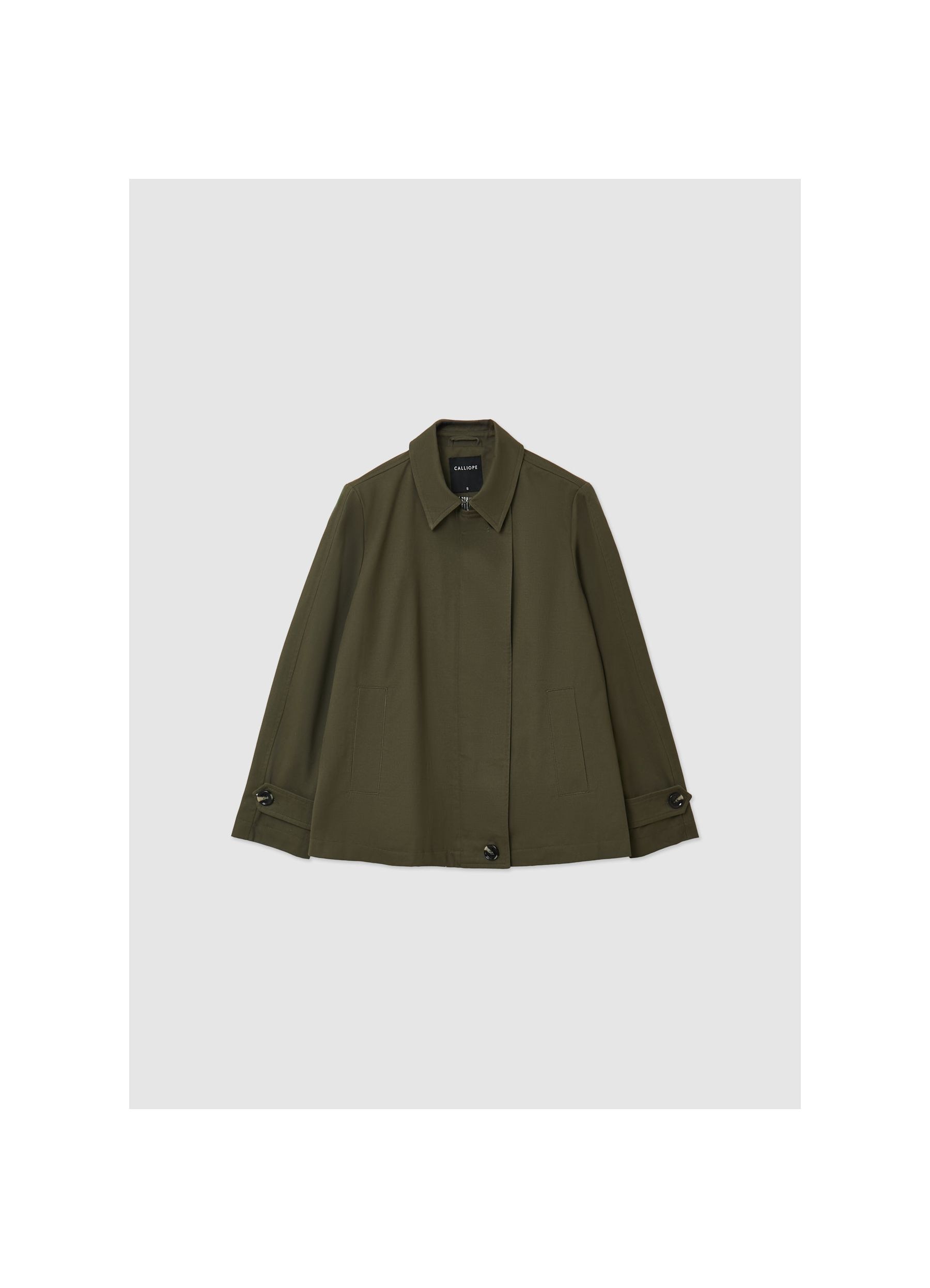 Trench corto con colletto classico verde militare scuro | Calliope