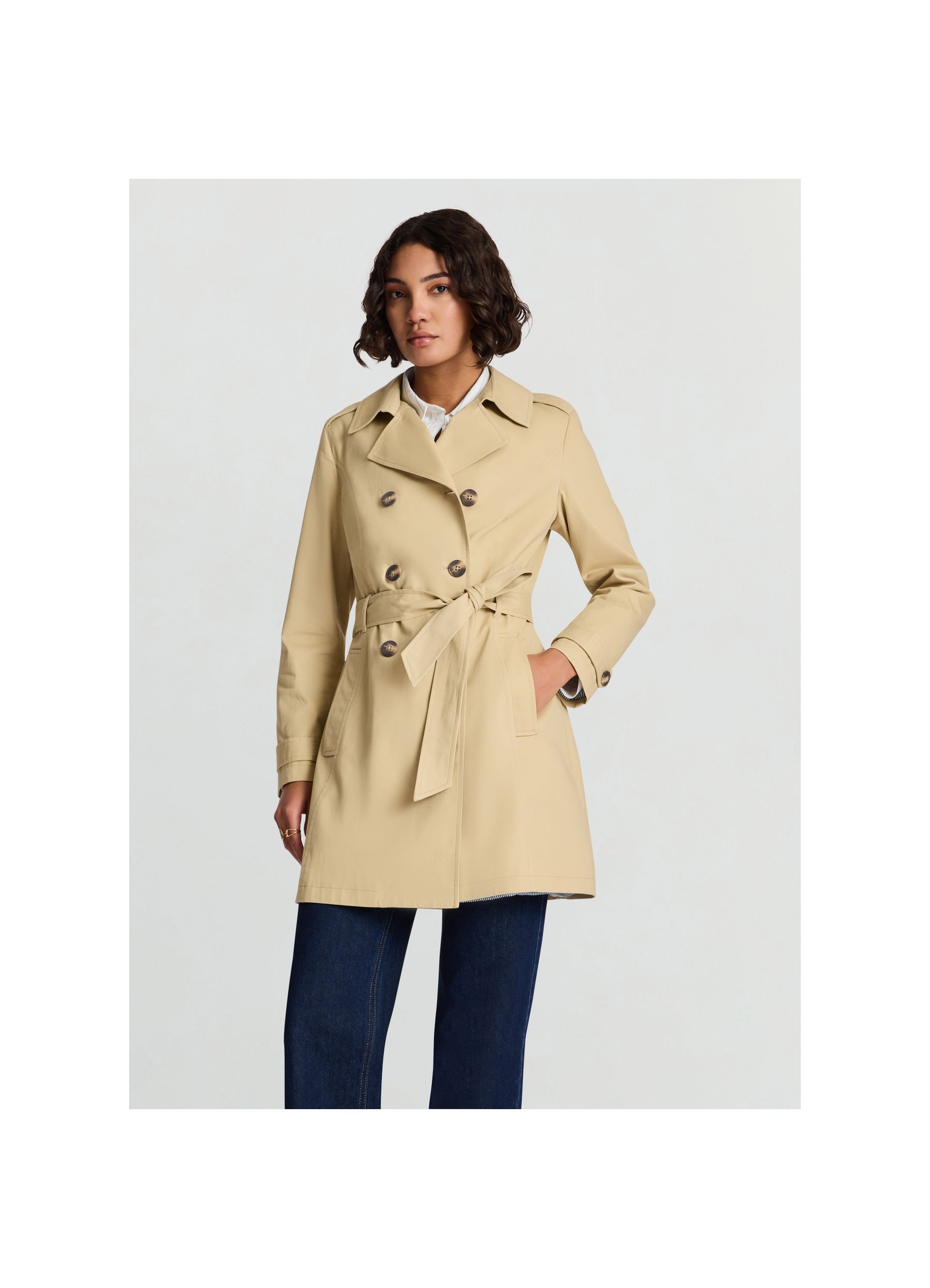 Doppelreihiger Trenchcoat mit Gürtel sand | Calliope