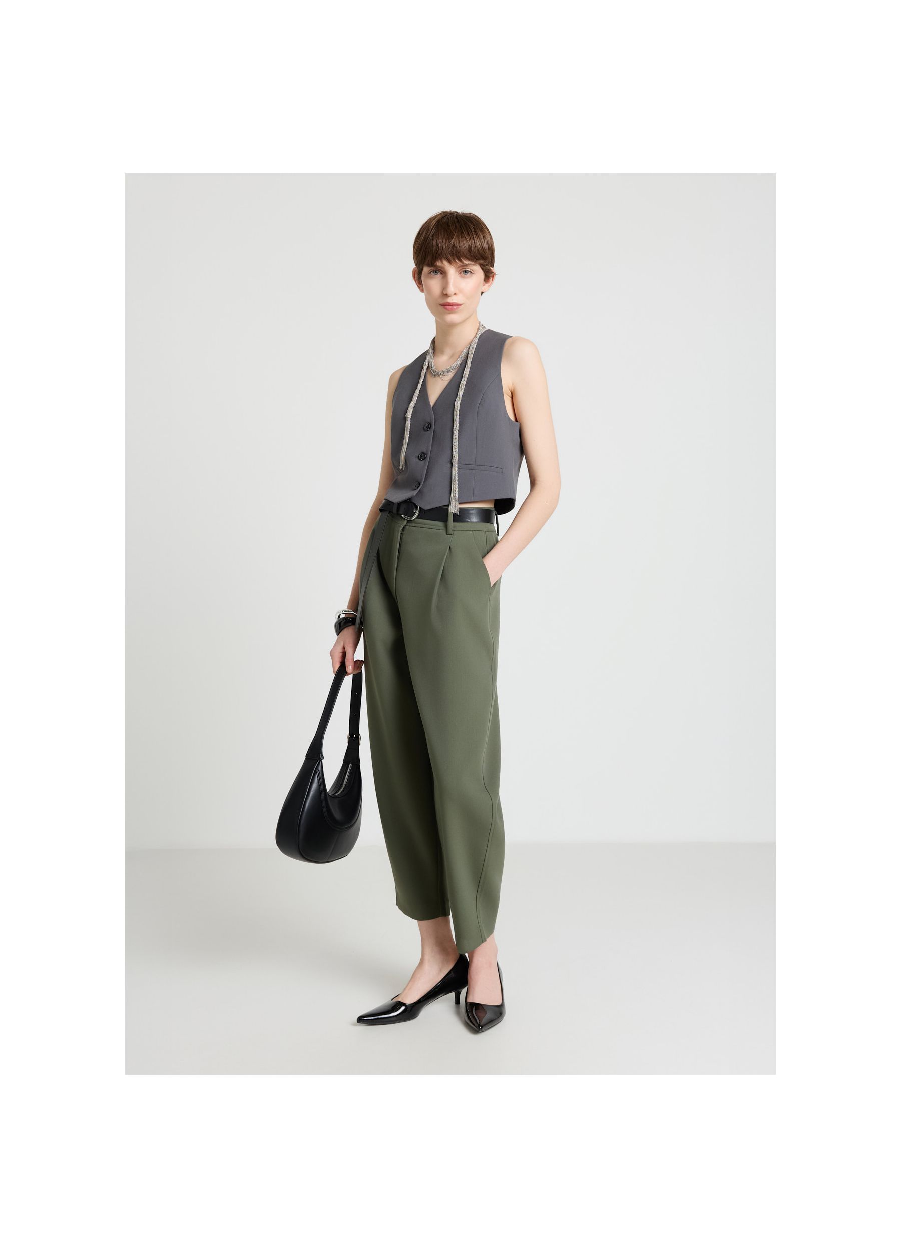 Barrel fit trousers green military light | Calliope