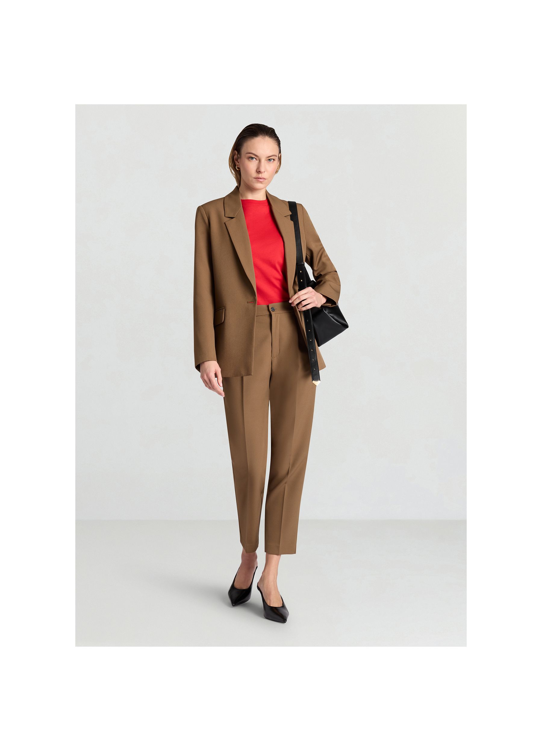 Single-breasted jacket with one button mud dark | Calliope