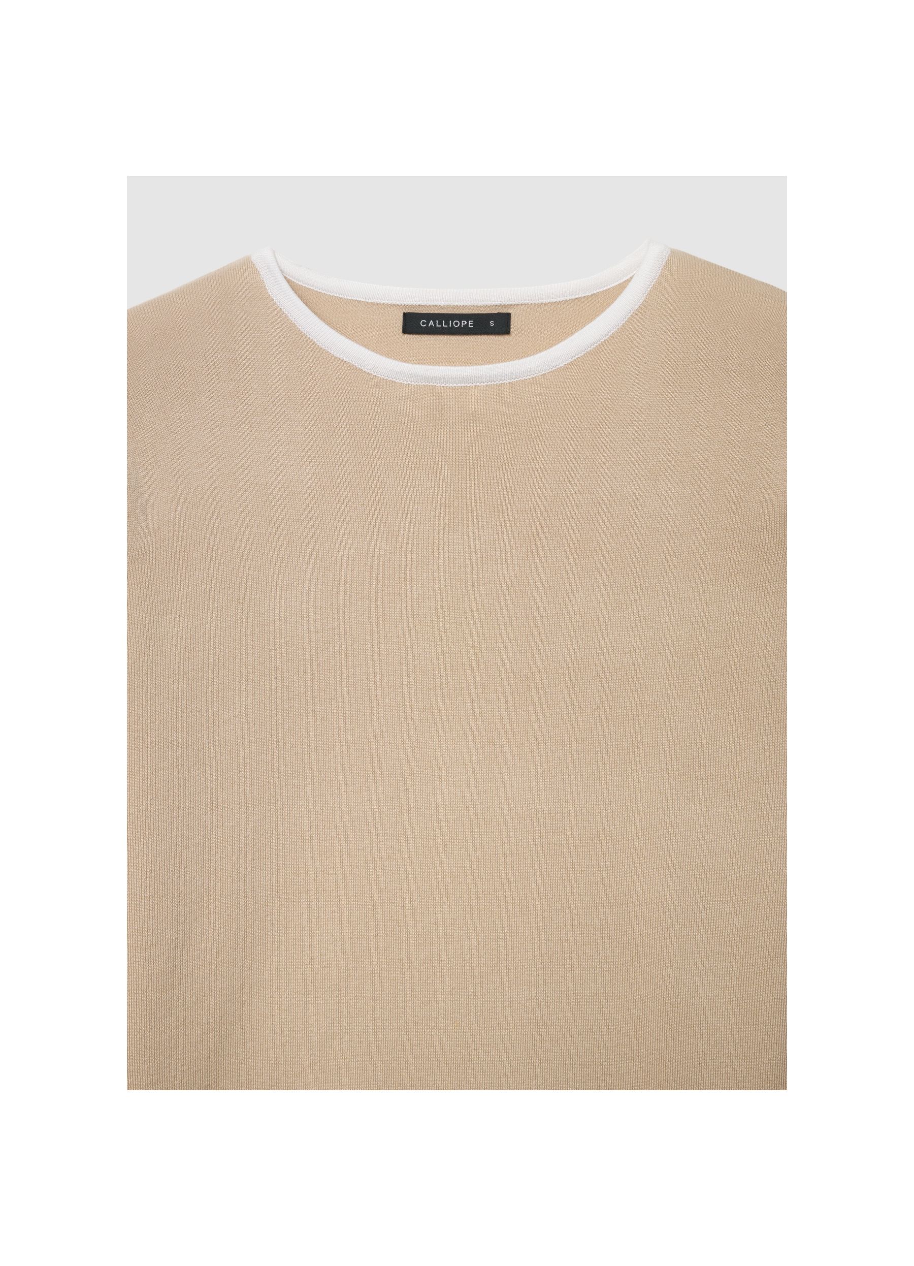 Crew neck jumper with contrast trim beige medio | Calliope