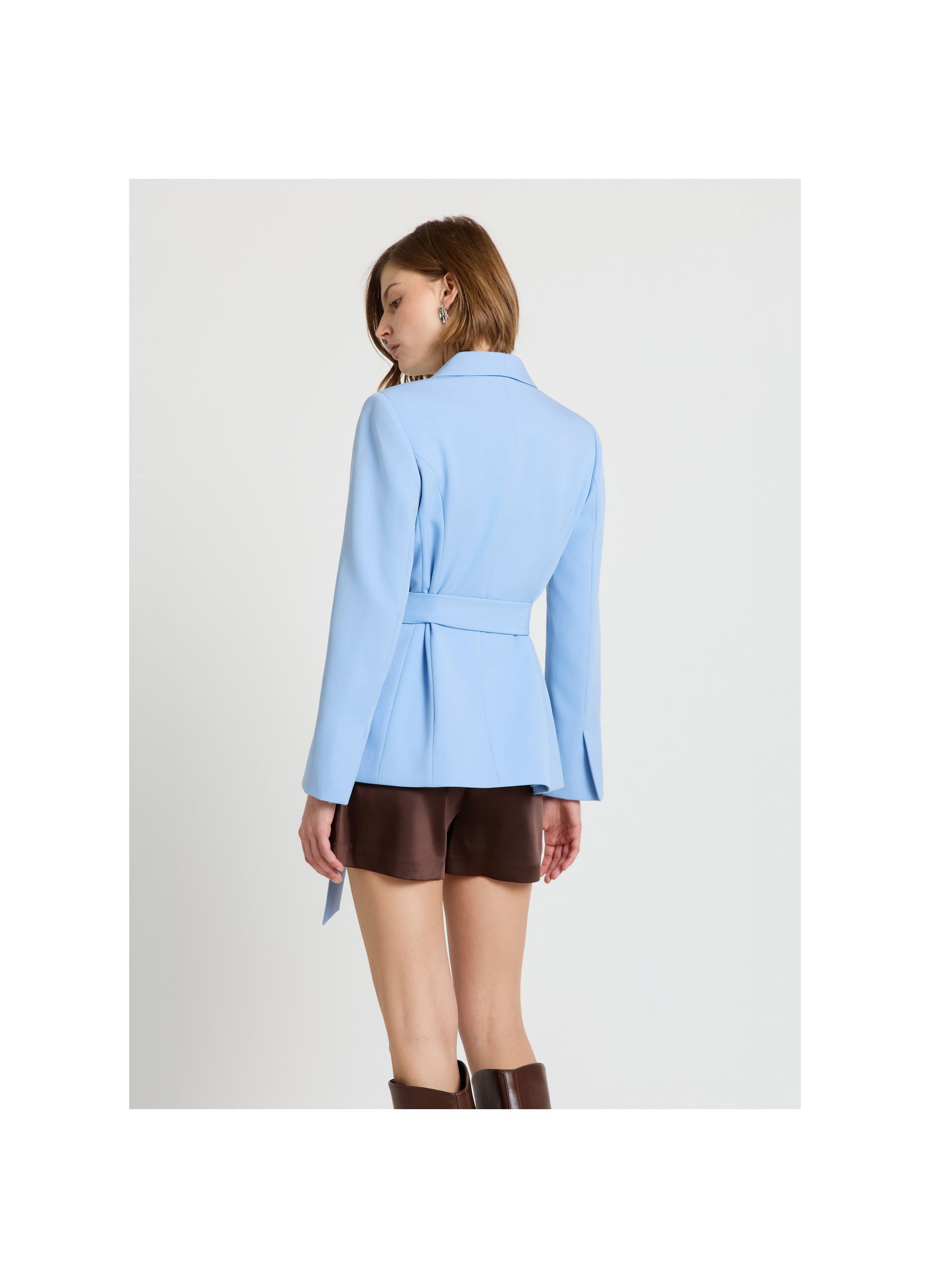 Single-breasted jacket with sash sky-blue | Calliope