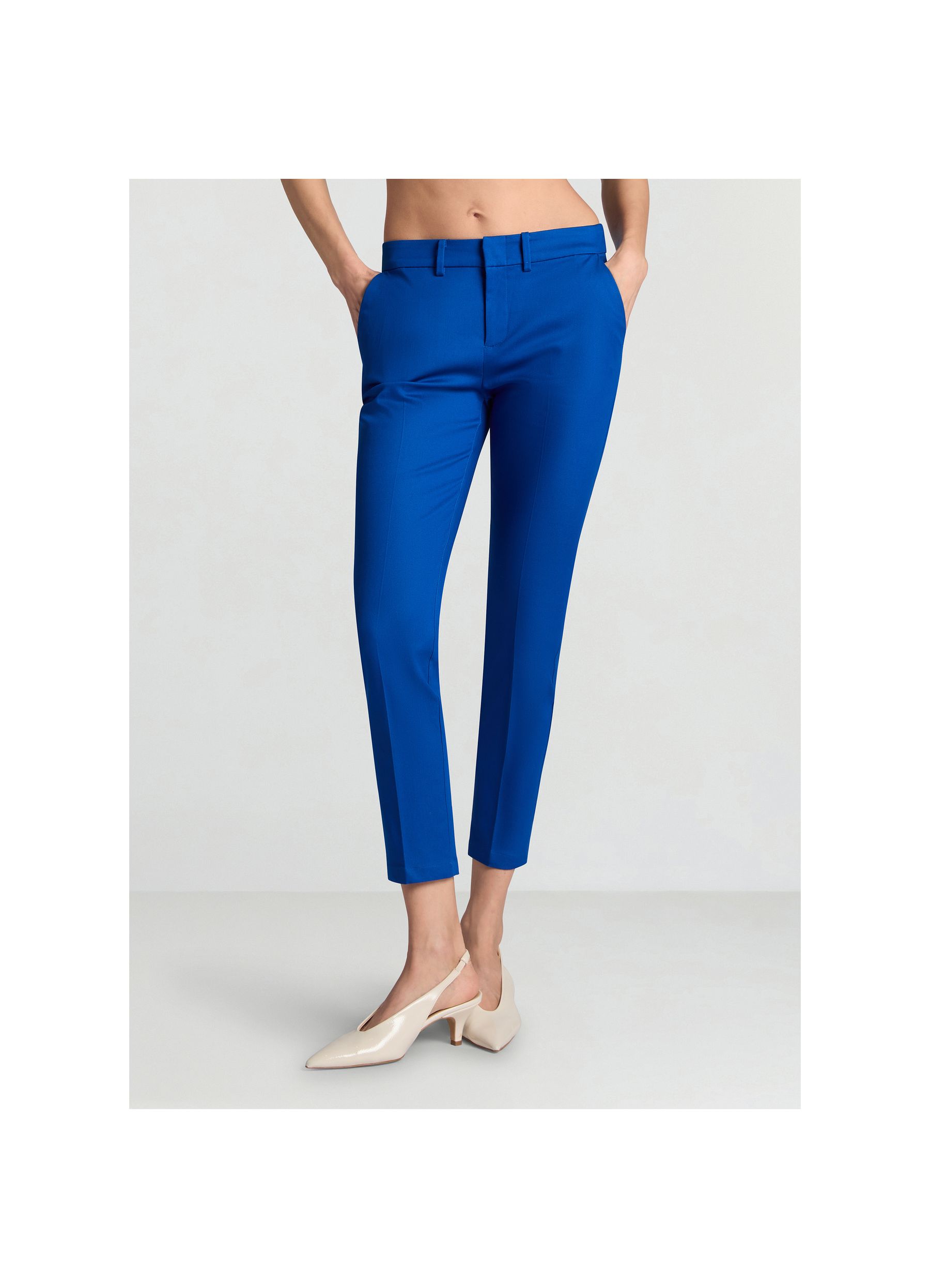 Cigarette trousers in cotton sateen electric blue | Calliope