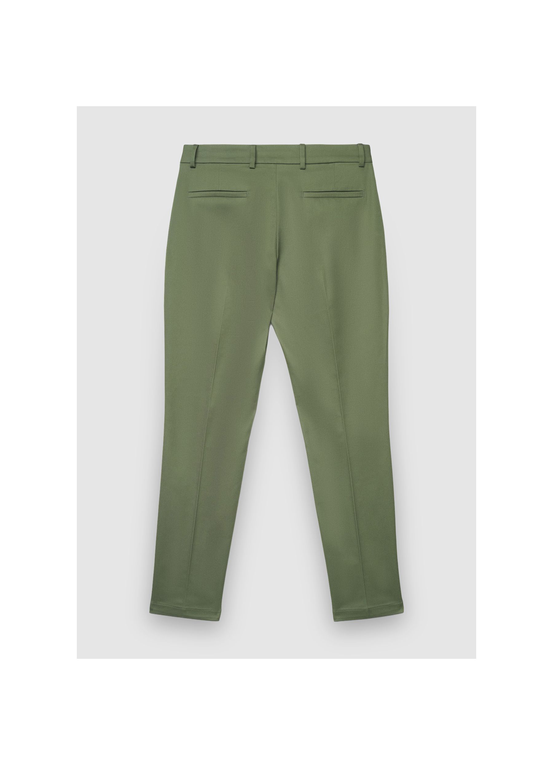 Cigarette trousers in cotton sateen green military light | Calliope