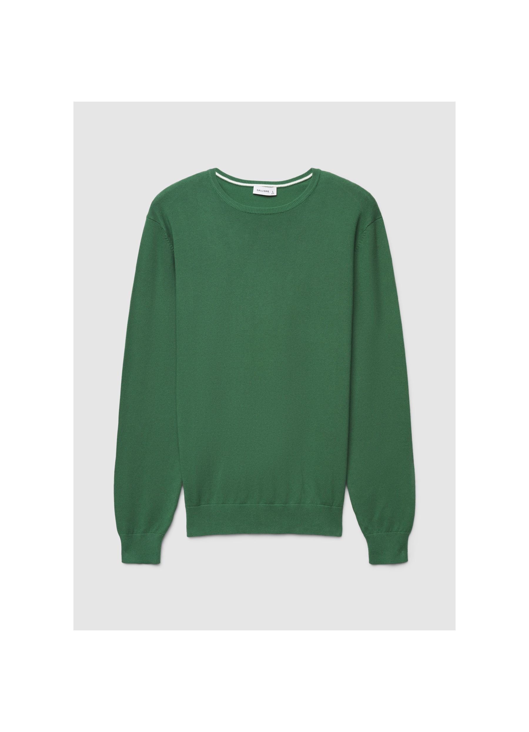 Plain crew neck sweater green emerald | Calliope