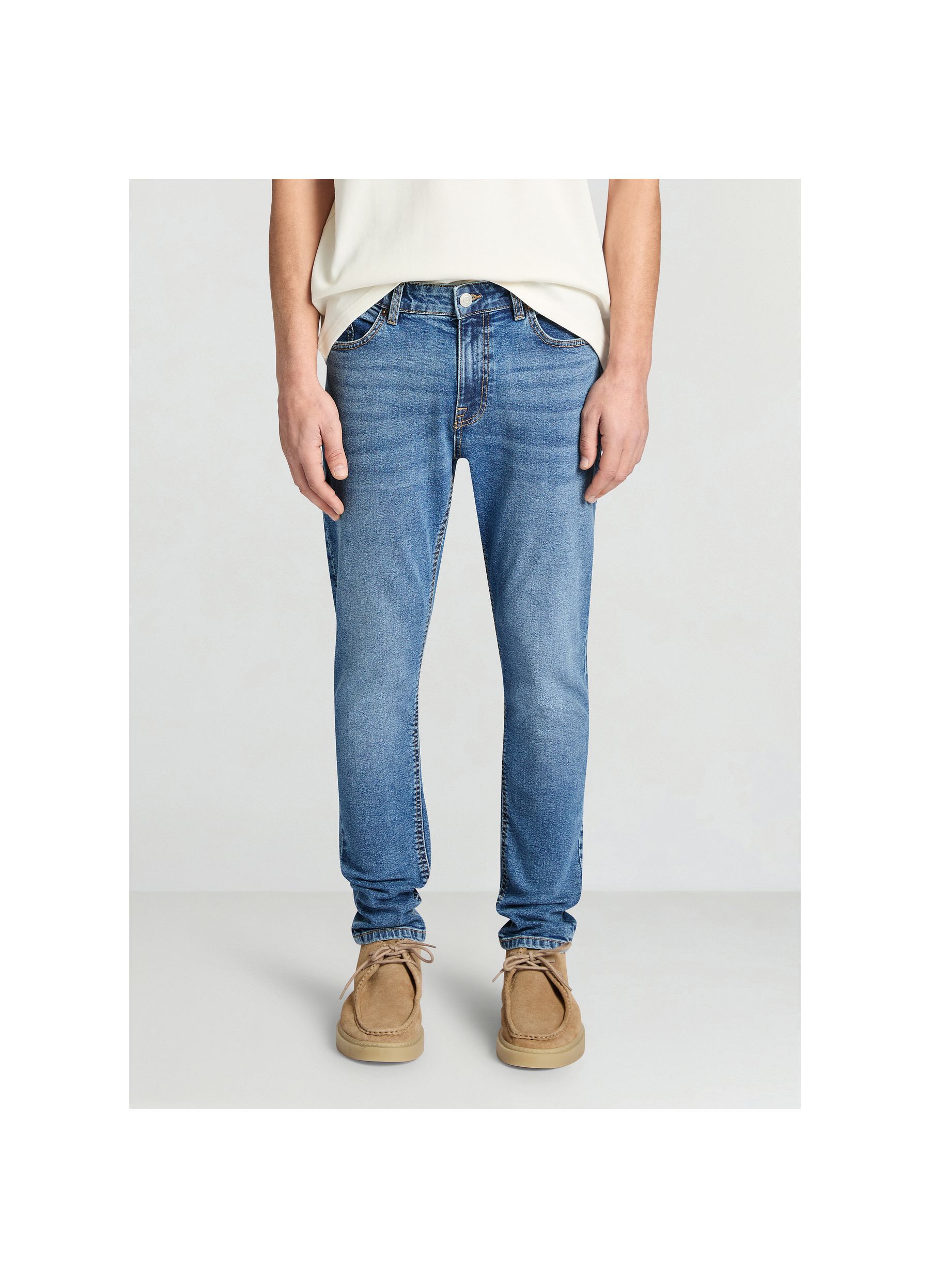 Plain-colour skinny jeans middle blue denim | Calliope