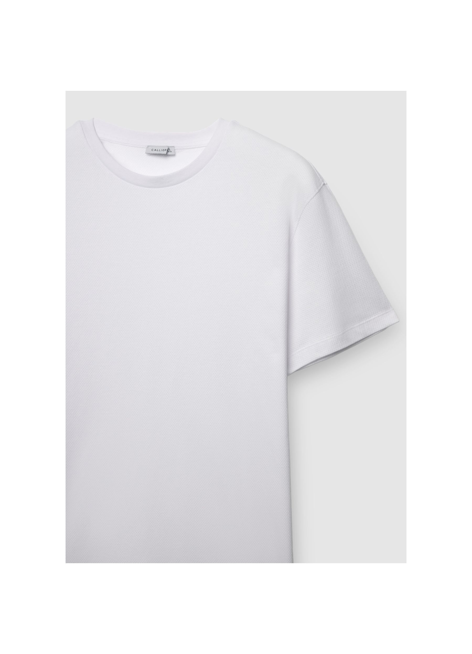 Solid colour T-shirt with textured fabric optical white | Calliope