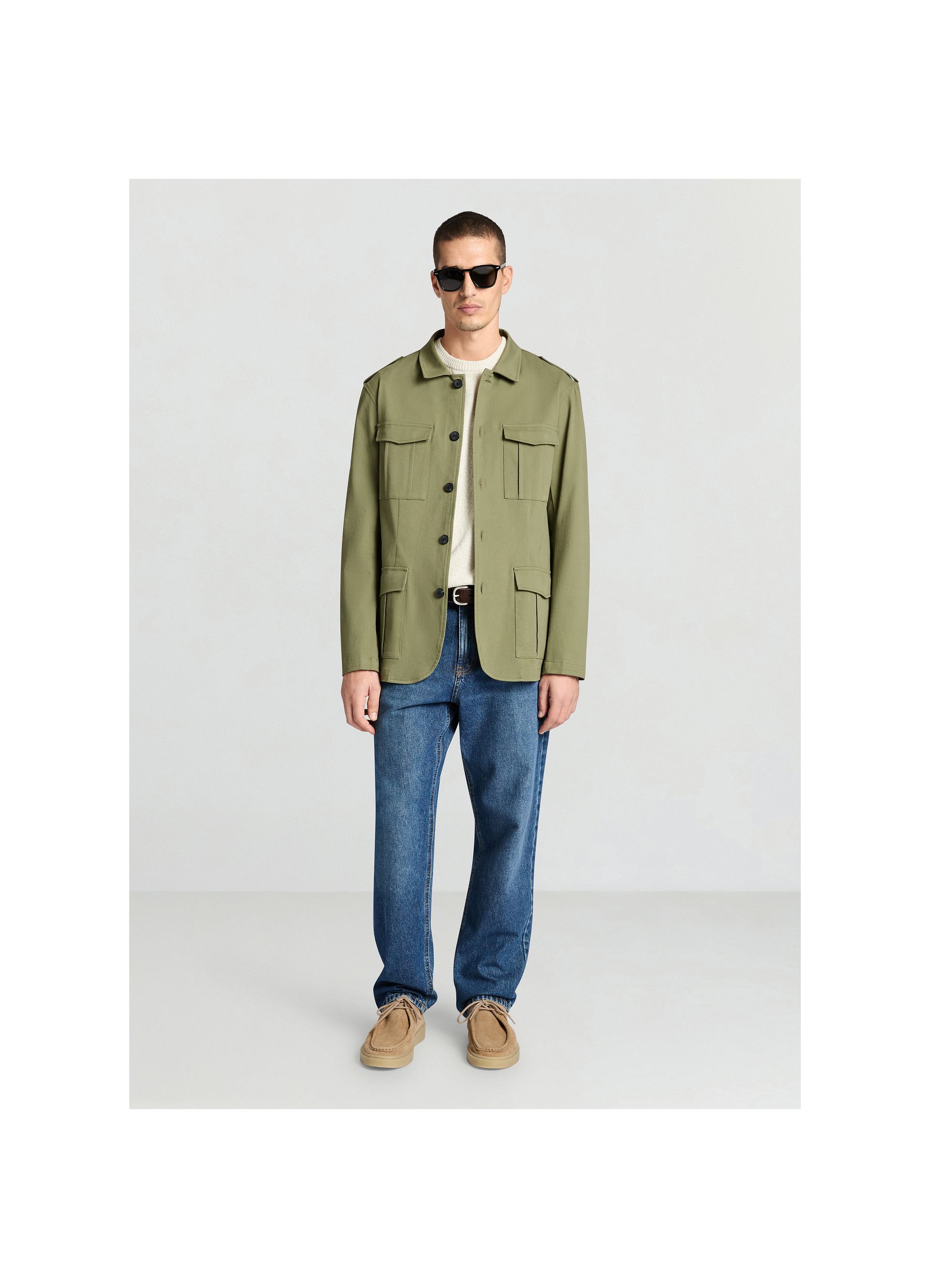 Pamučna saharijanska jakna var vojnička svetlozelena | Calliope