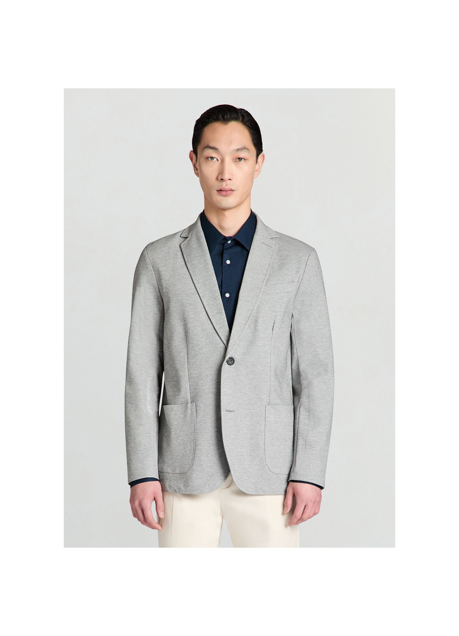 Piqué fabric jacket light grey melange | Calliope