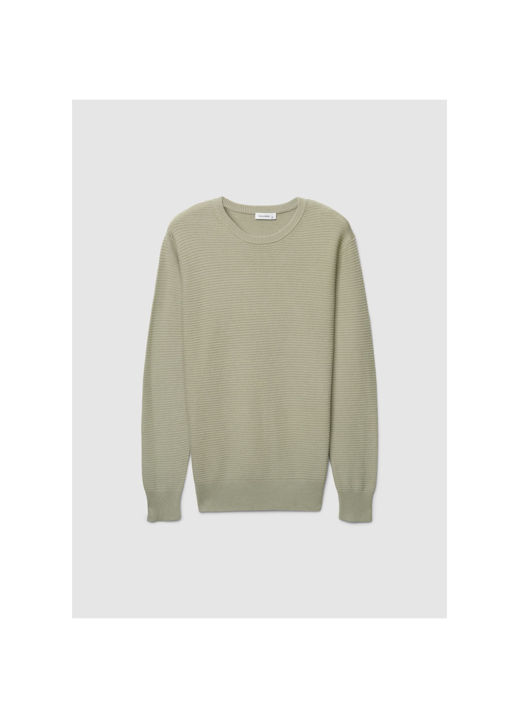Ribbed crew neck sweater sage | Calliope
