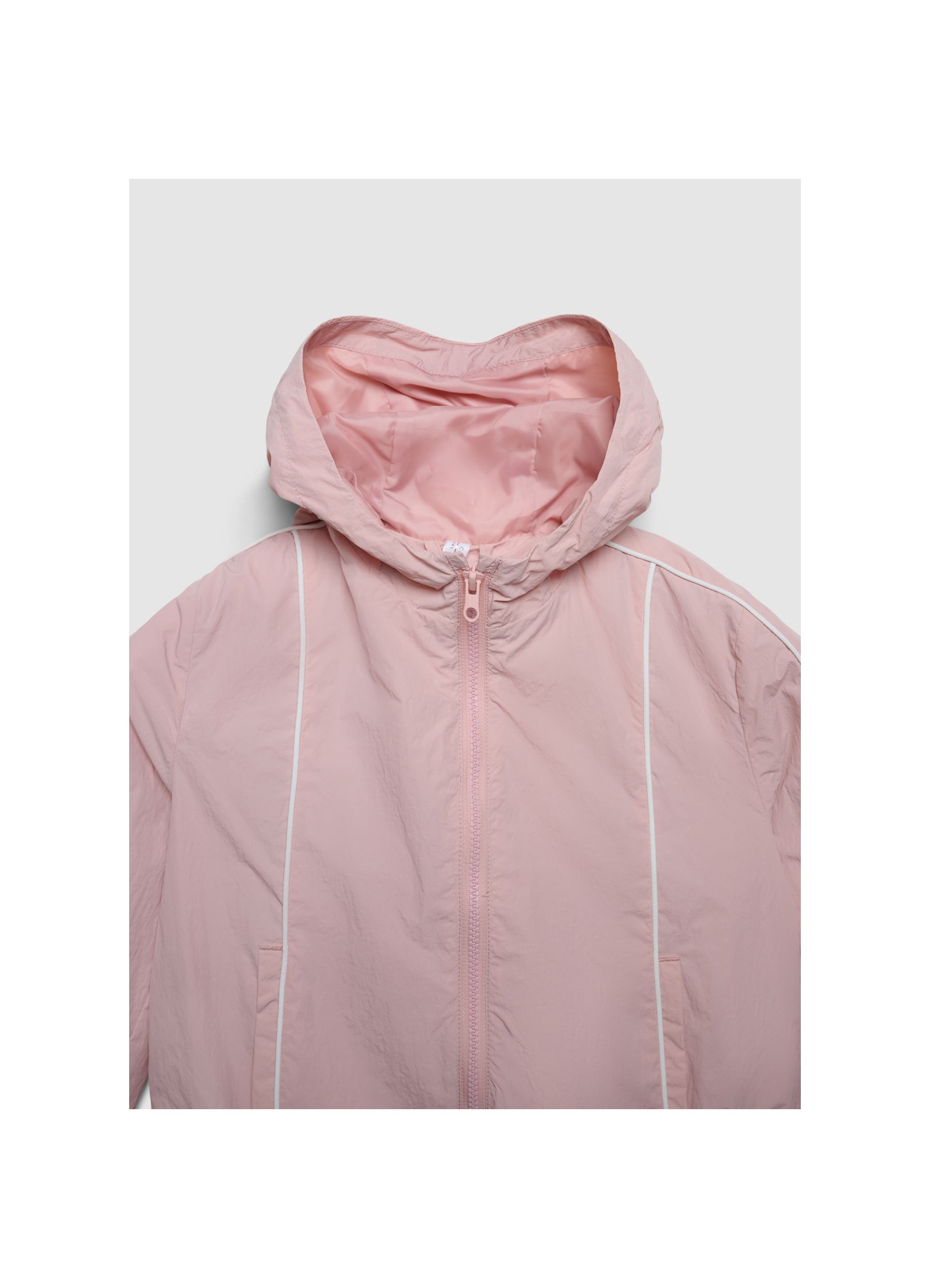 Giacca antivento con cappuccio e zip rosa | Calliope