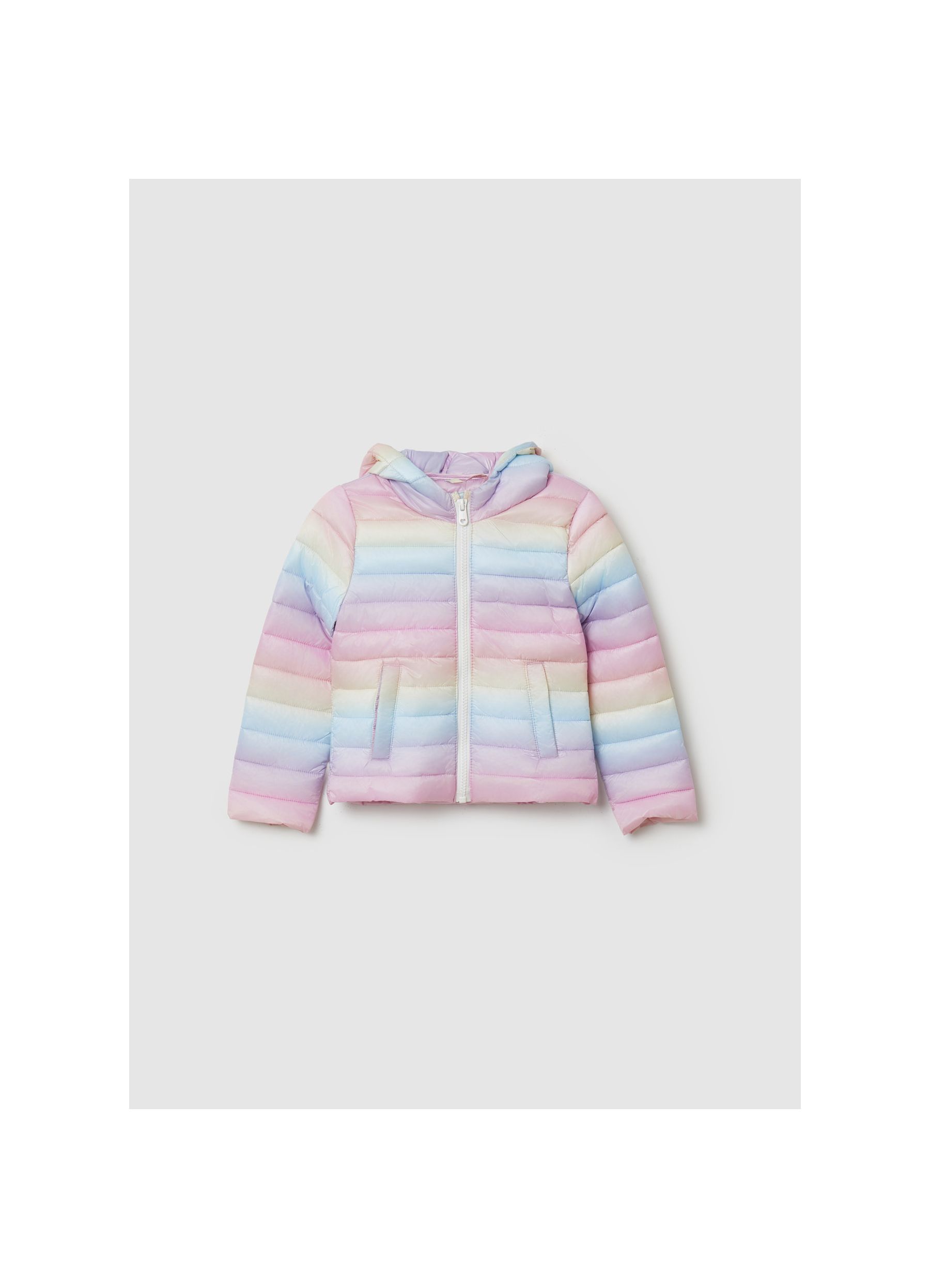 Padded jacket with hood and faded stripes var multicolor | Calliope