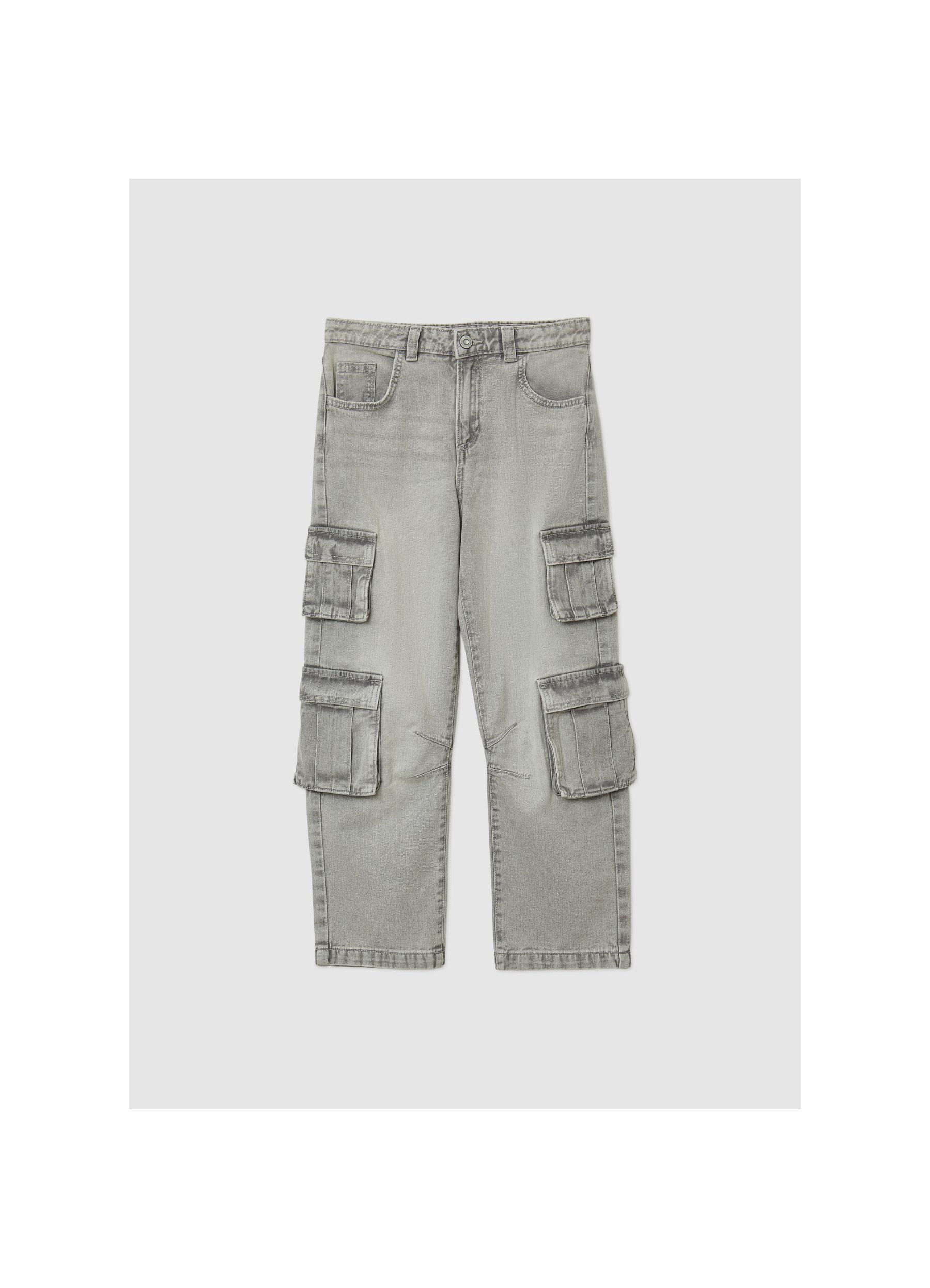 Multi-pocket cargo jeans denim grey | Calliope