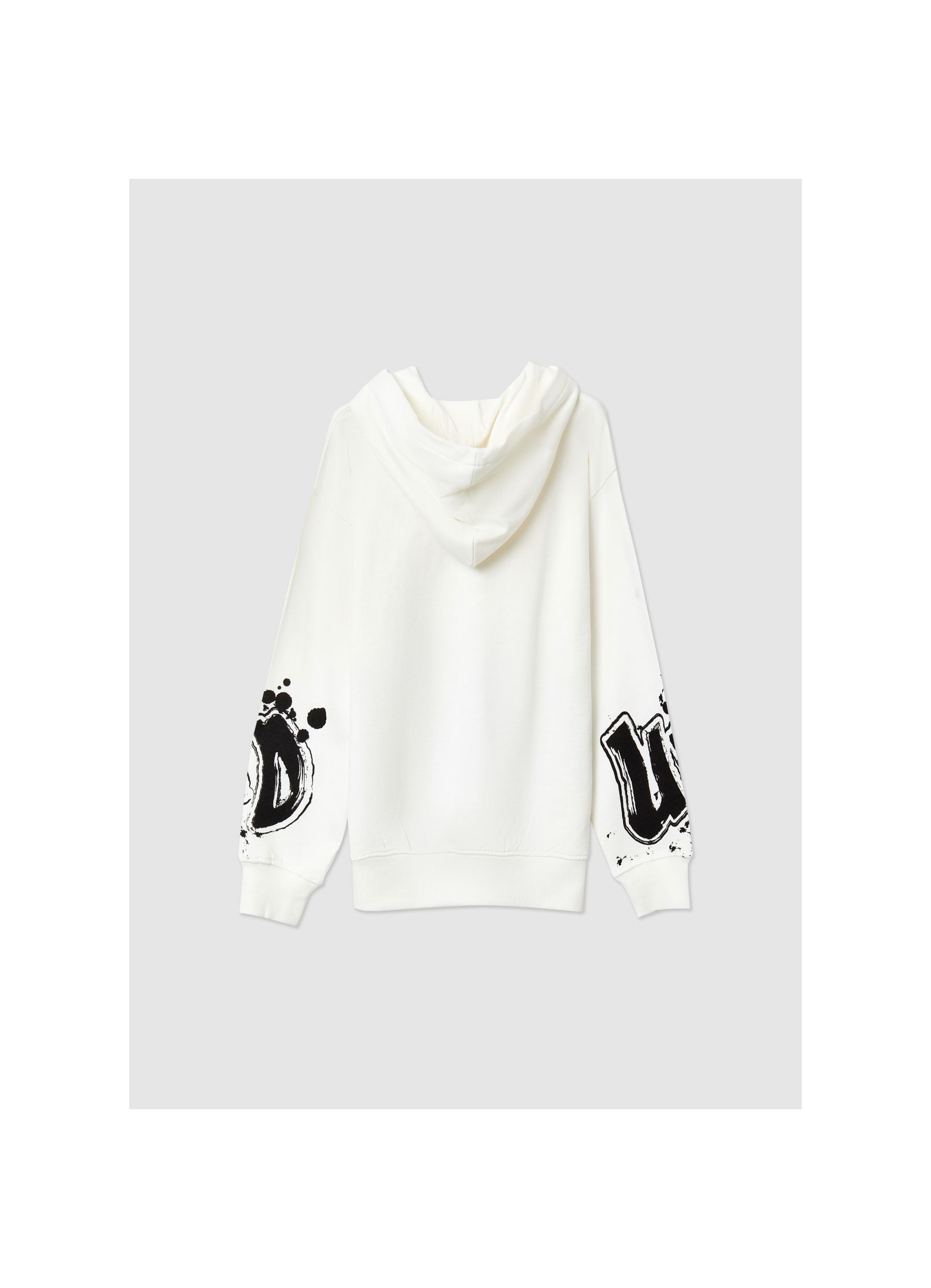 Oversized hoodie with hood and lettering white wool | Calliope