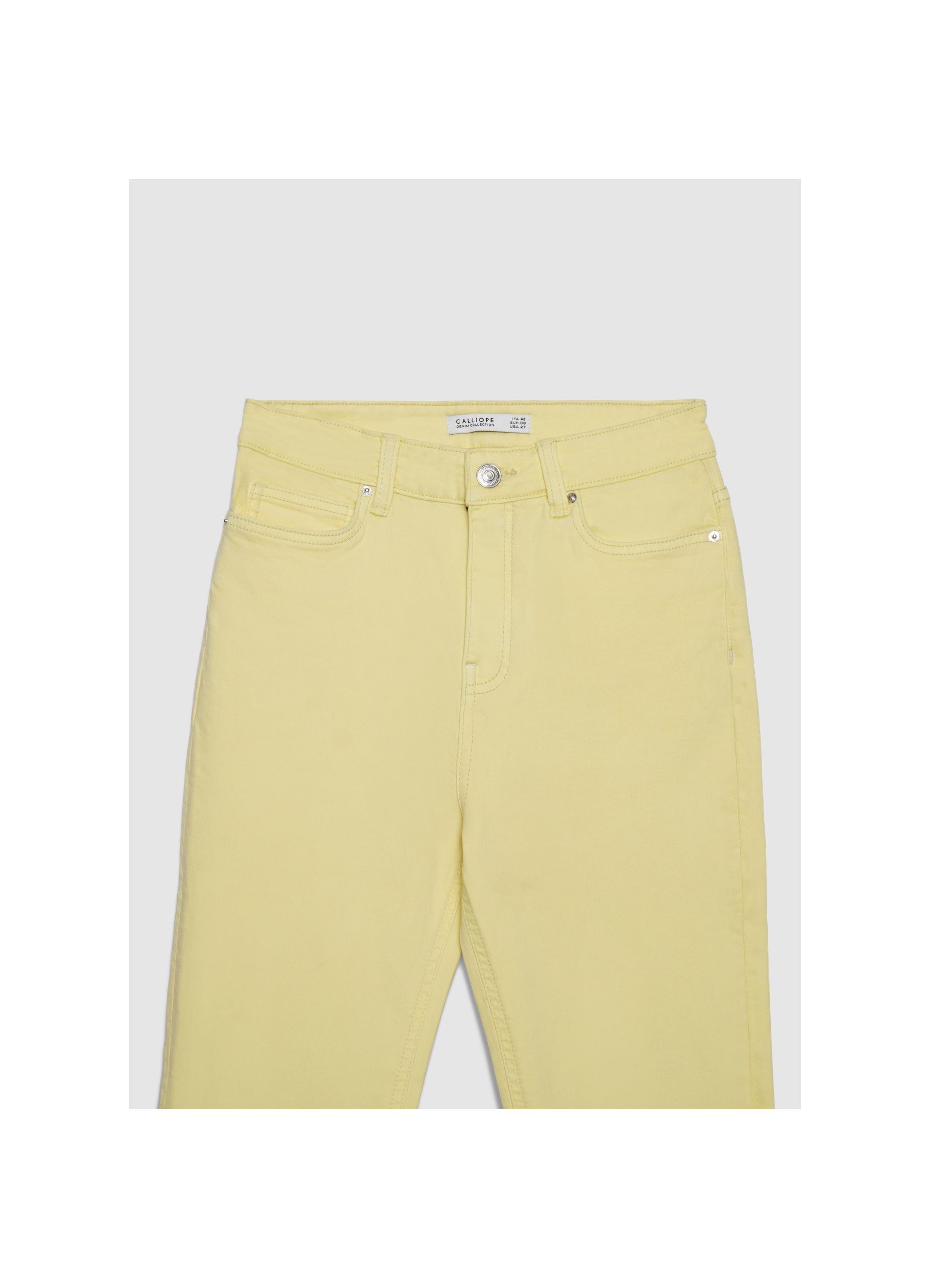 Solid colour cropped flare jeans yellow lemon | Calliope