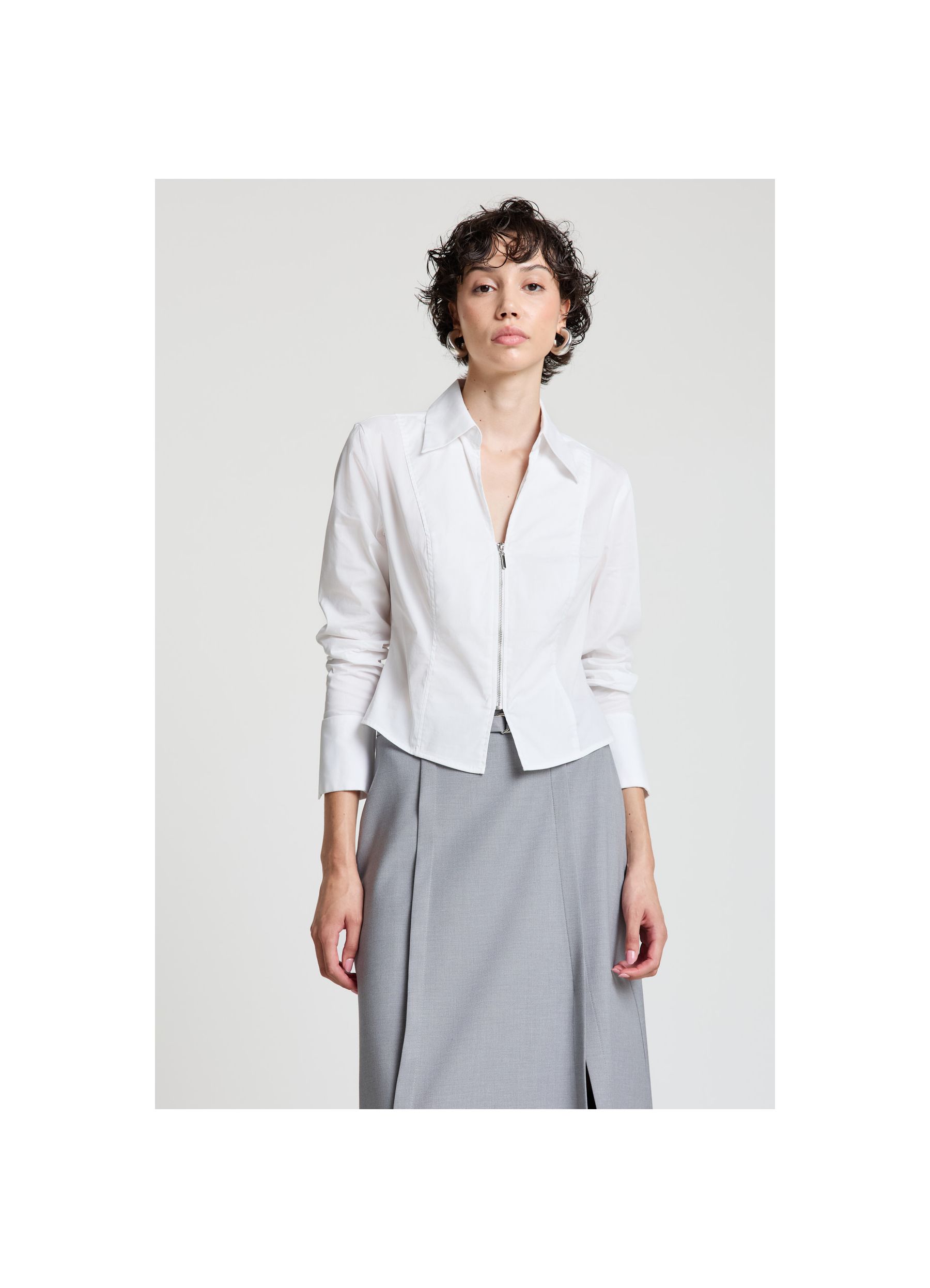 Camicia con zip bianco ottico | Calliope