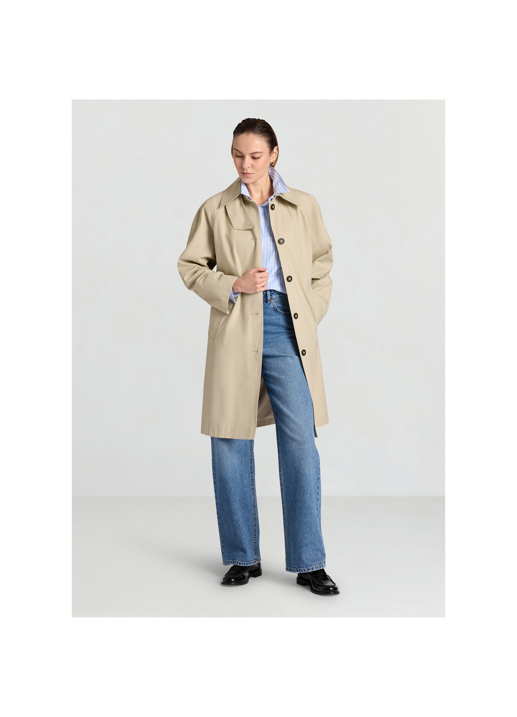 Dust coat carcoat with buttons ecru | Calliope