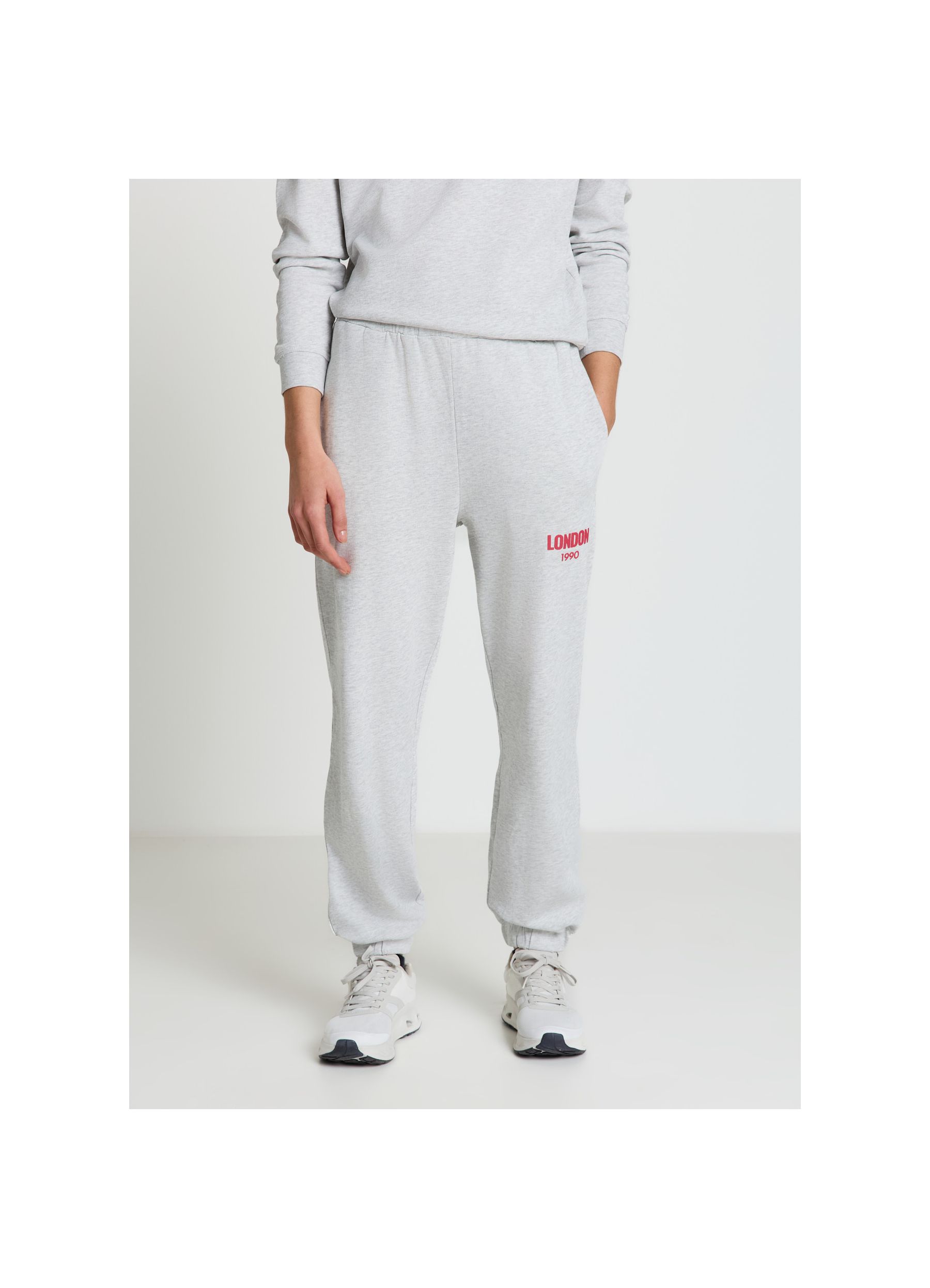 Gym trousers with print light grey melange | Calliope