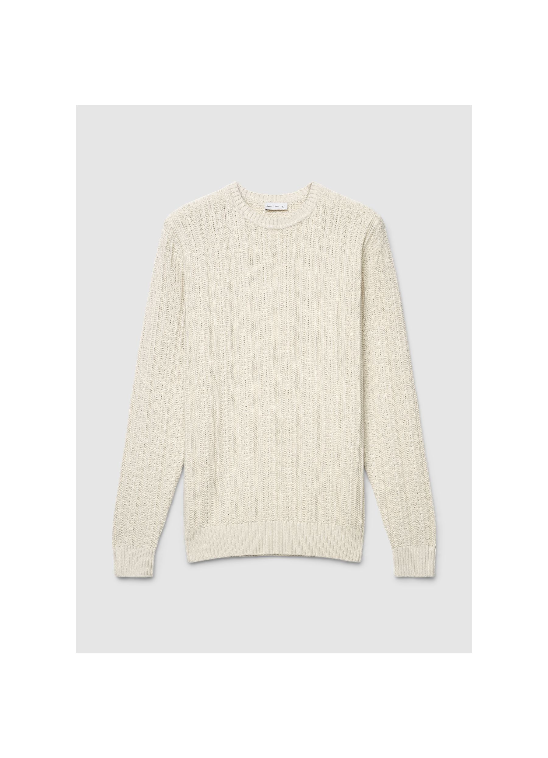 Cable-knit jumper with crew neck sand | Calliope