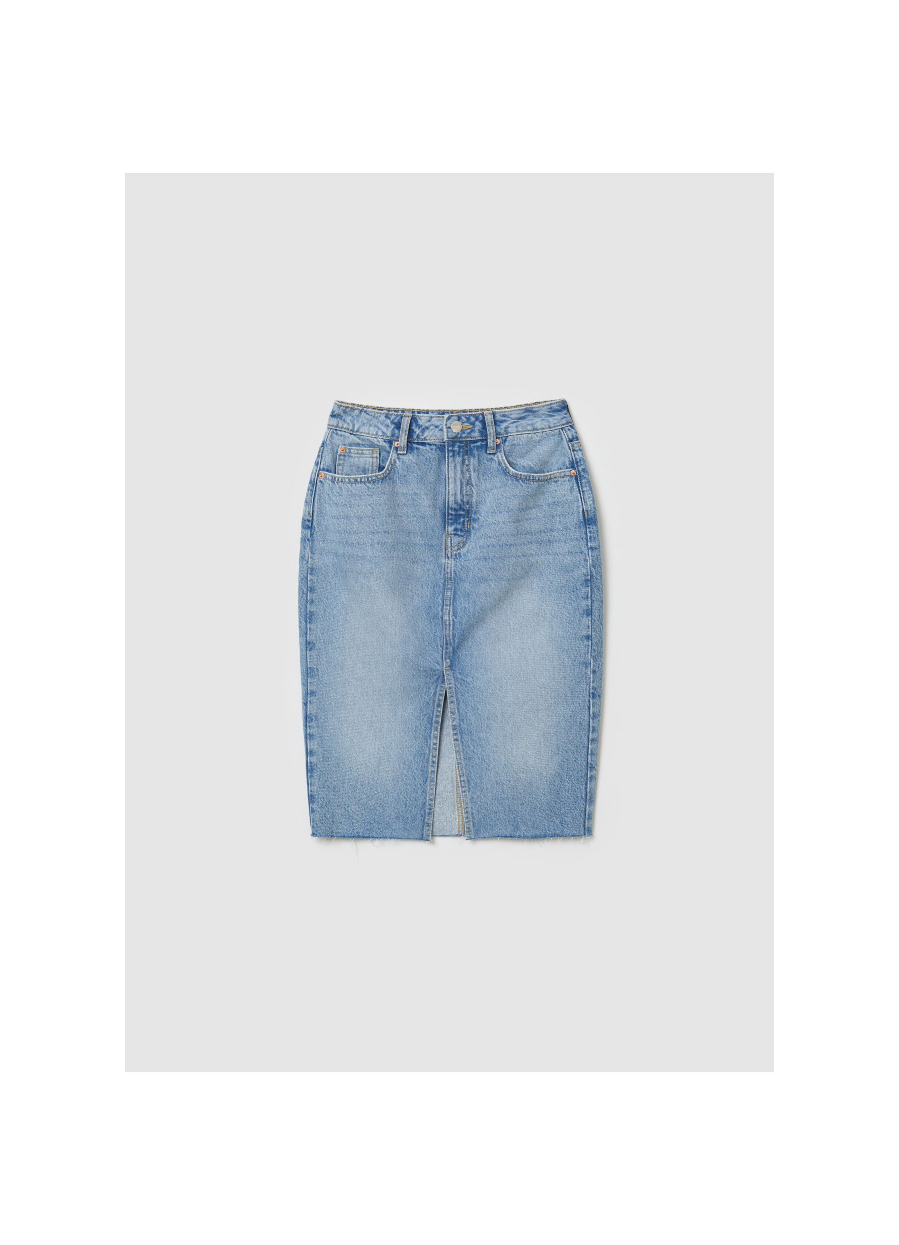 Duga teksas suknja sa prorezom svetloplavi teksas | Calliope