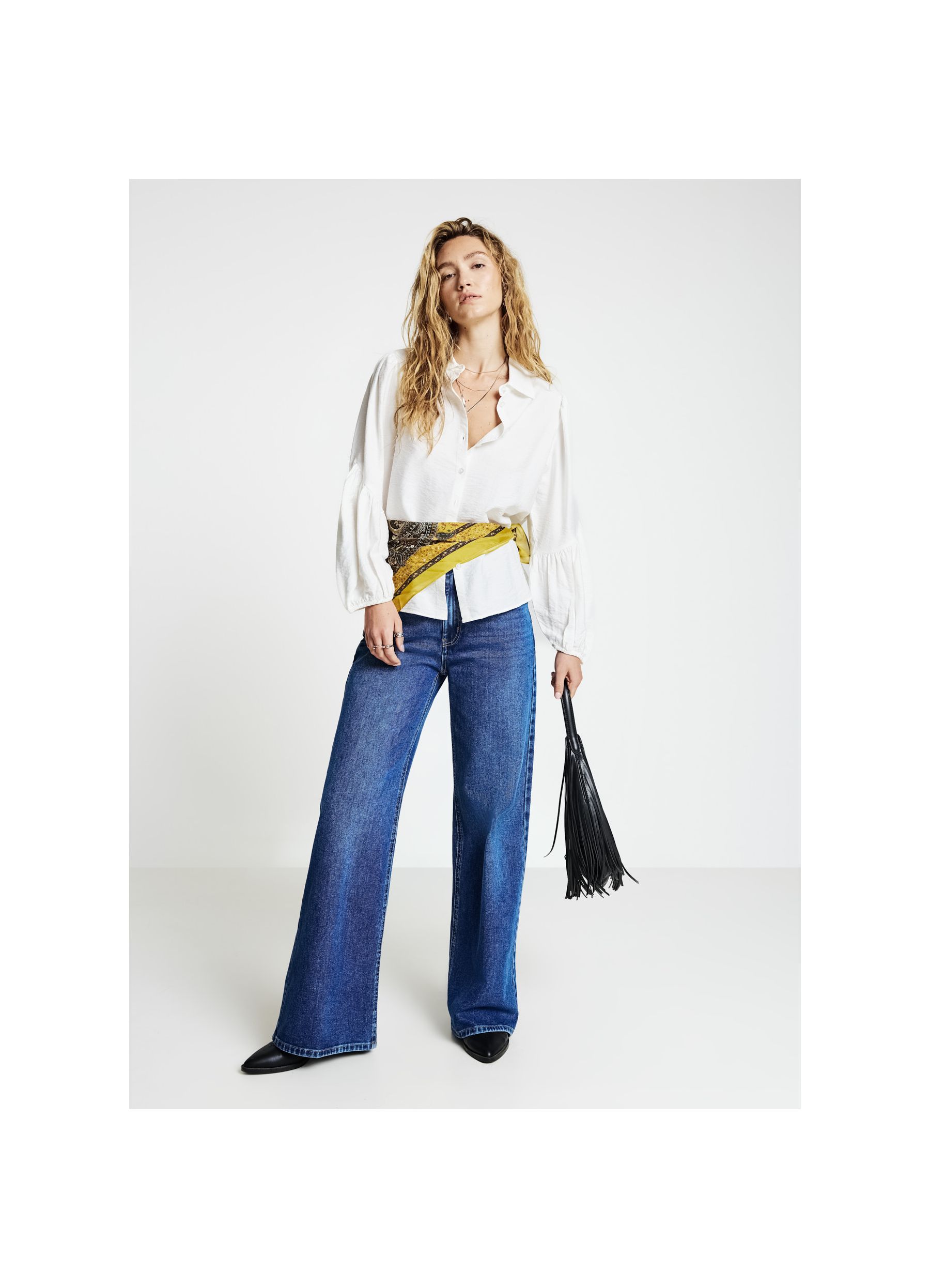 Palazzo jeans middle blue denim | Calliope