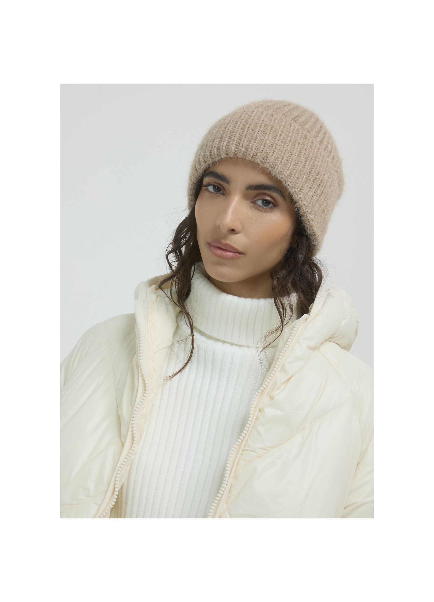 Ribbed cap bež melanž | Calliope