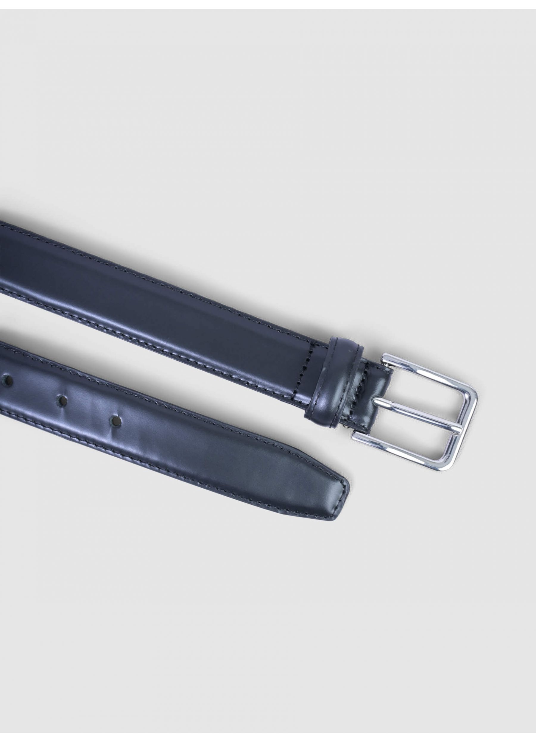 Leather belt with rectangular buckle crna | Calliope