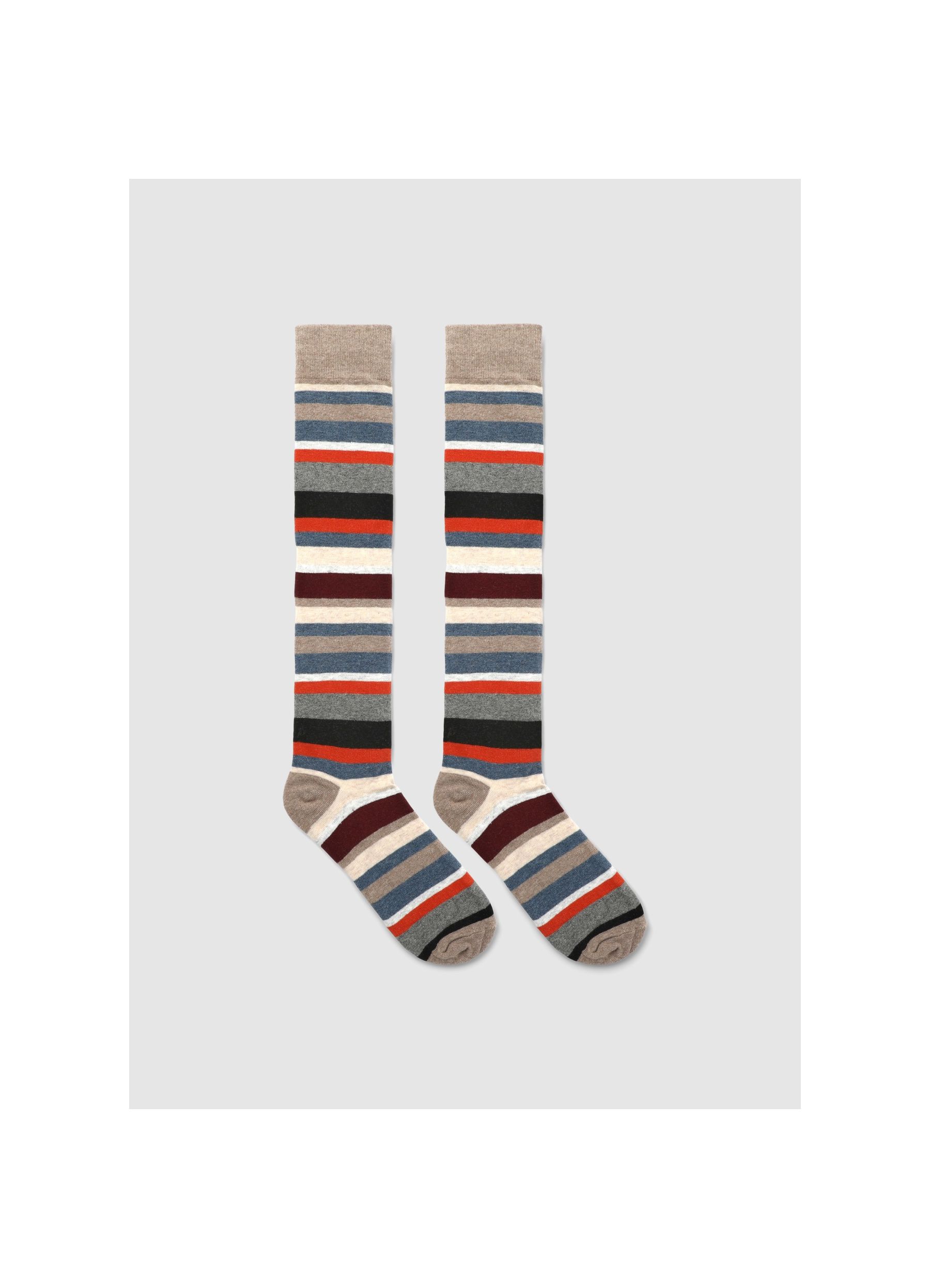Long multicoloured striped socks var beige melange | Calliope