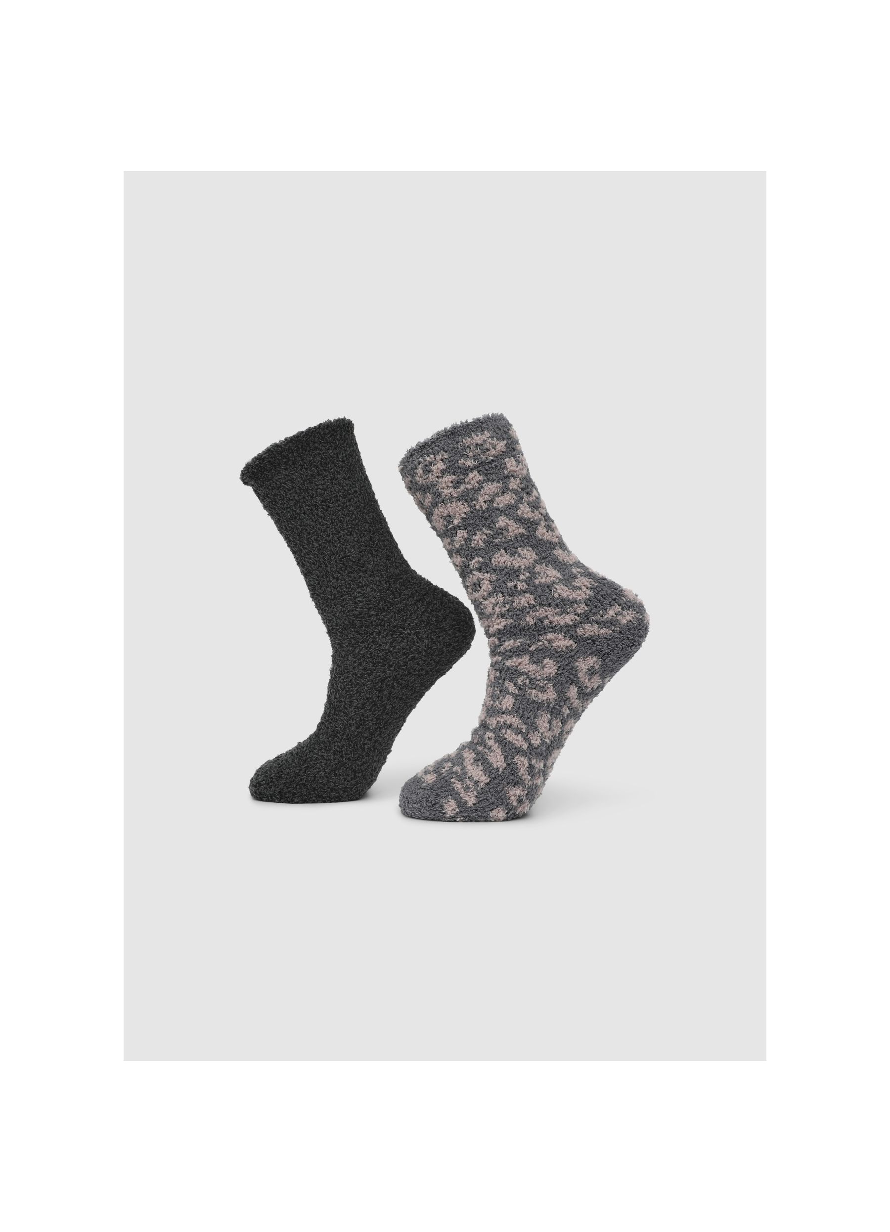 Pack of 2 fur-effect socks var grey dark | Calliope